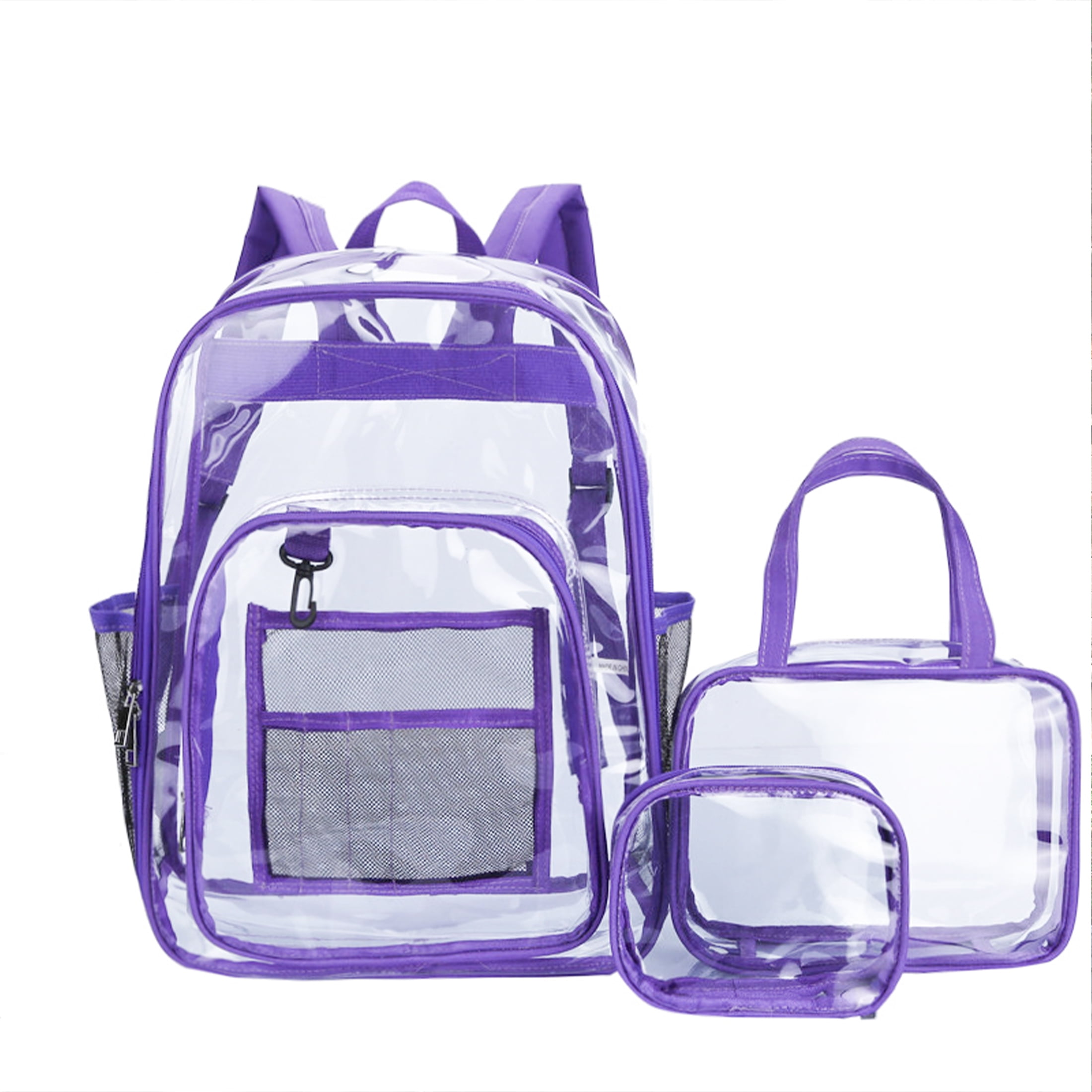 Nerooy Transparent Large Clear Three piece backpack set 17 x 12 x 6 ...