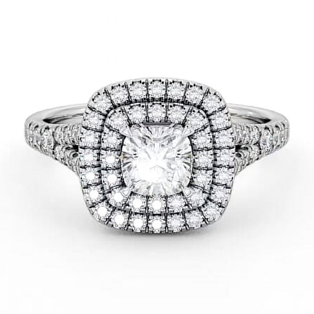 Nerra Jewel 1.8 Ct Lab Created Cushion Cut Diamond Double Halo Ring ...