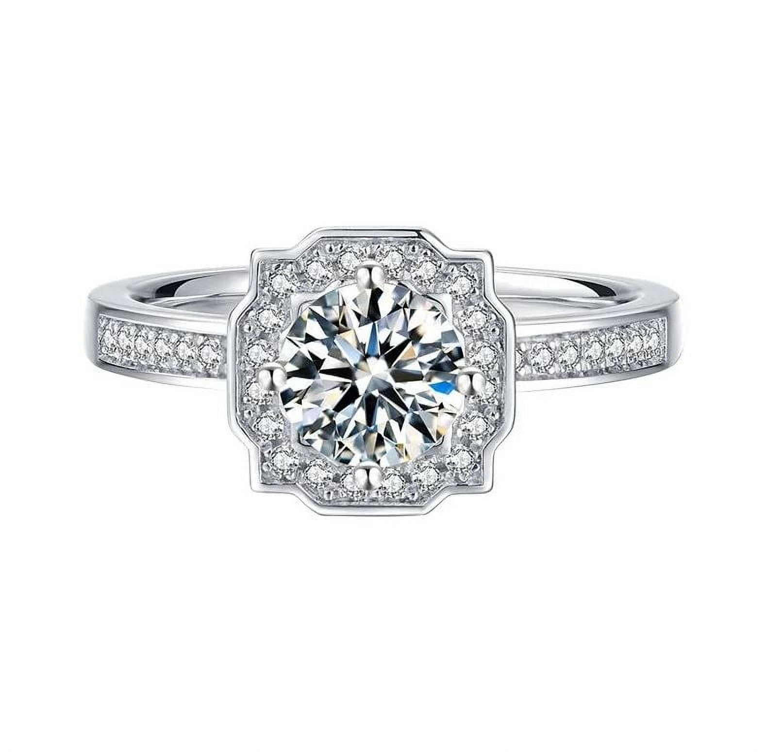 Nerra Jewel 1.9 Ct Round Cut Simulated Diamond Rings - 14K White Gold ...