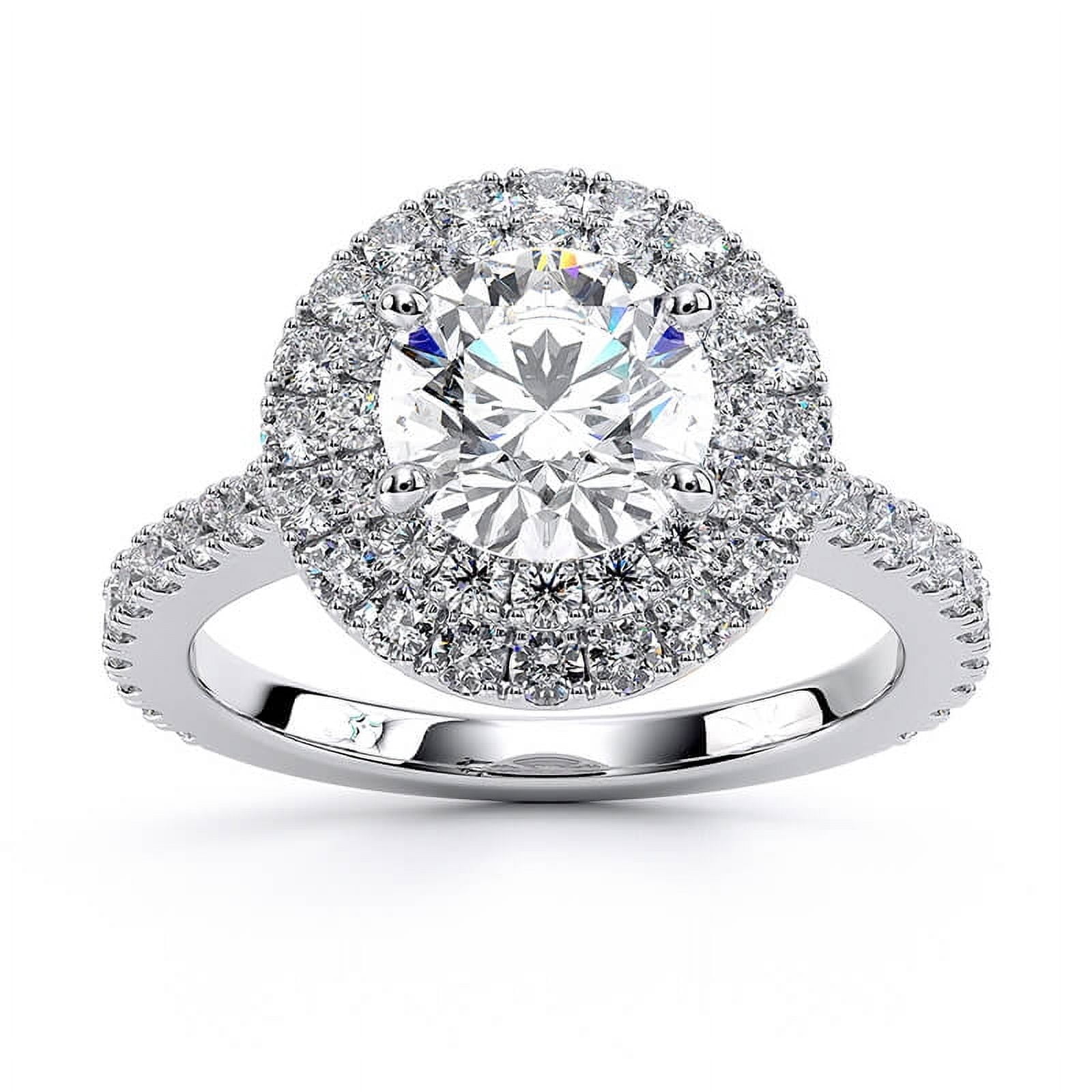 Nerra Jewel 14K White Gold Over Brilliant Round Double Halo Cocktail Ring - 0.71Ct Lab-Created ...