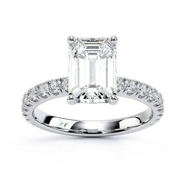Crestin Jewel Lab Created Diamond Engagement Ring for Women - 1.7 Ct Cushion Cut Solitaire - 14K ...