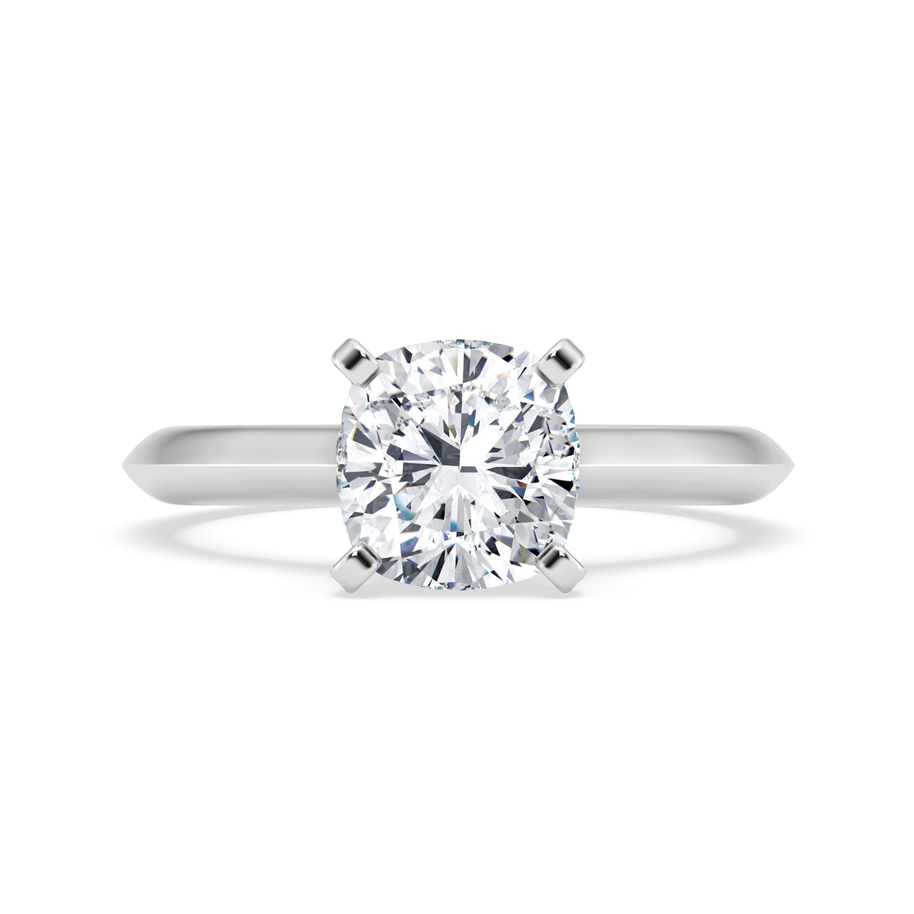 Nerra Jewel Cushion Cut Hidden Halo Solitaire Ring - 14K White Gold ...