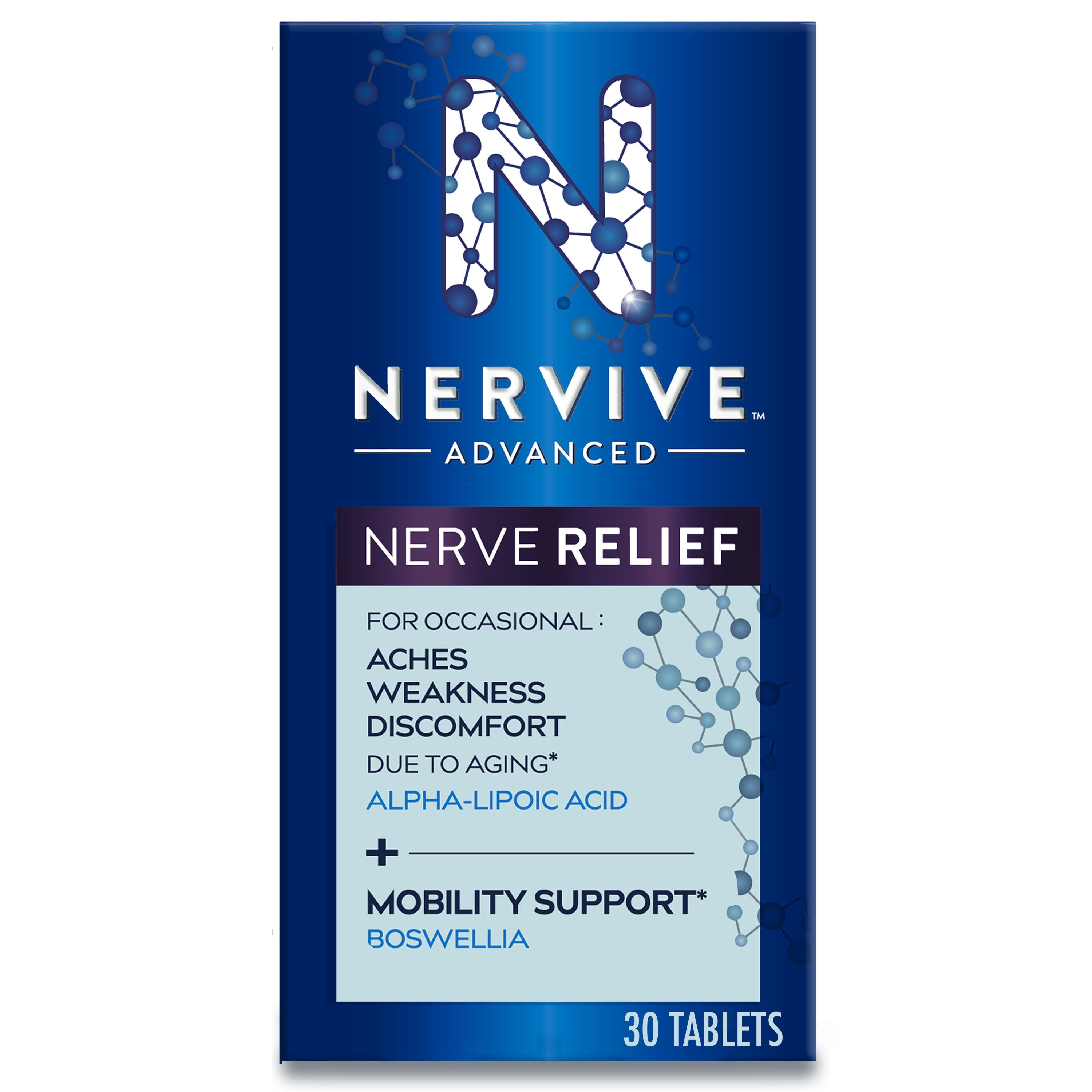 Nervive Advanced Nerve Relief Tablets, Nerve Pain Relief with Vitamin B12 and ALA, 30 Count ...