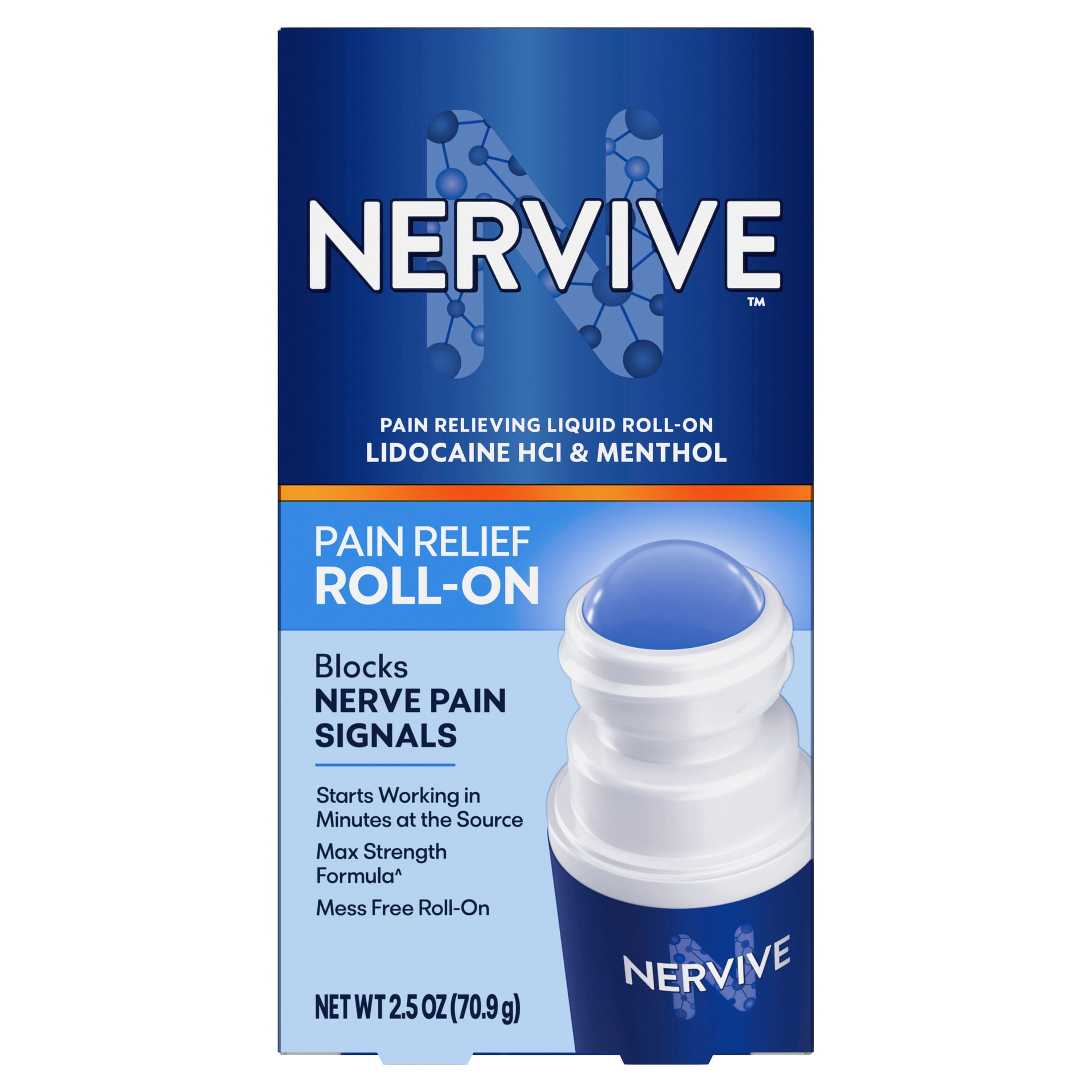Nervive Pain Relieving Roll On, Max Strength Topical Pain Relief, 2.5 ...