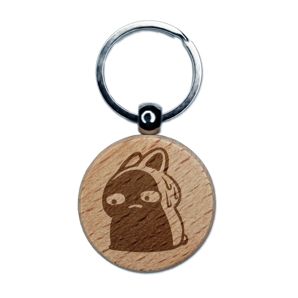 Nervous Bunny Scared Worried Dark Shadow Reaction Engraved Wood Round ...