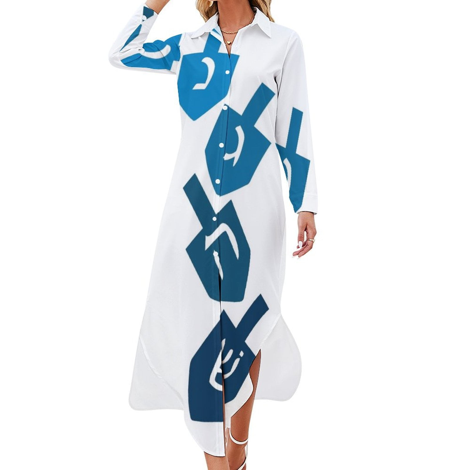 Nes Gadol Haya Sham dreidel dreydl dreydlekh sevivon Long Sleeved Shirt ...