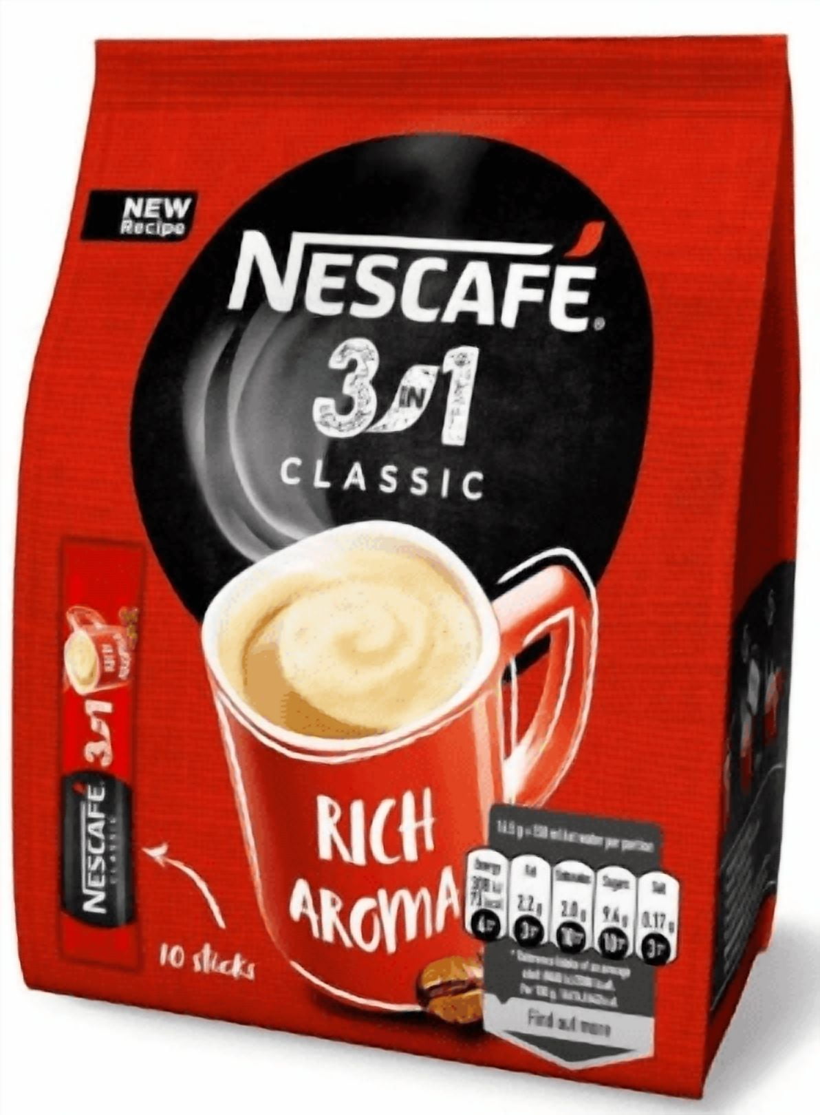 Nescafé 3in1 Classic 10 Sticks 16.5g - Walmart.com