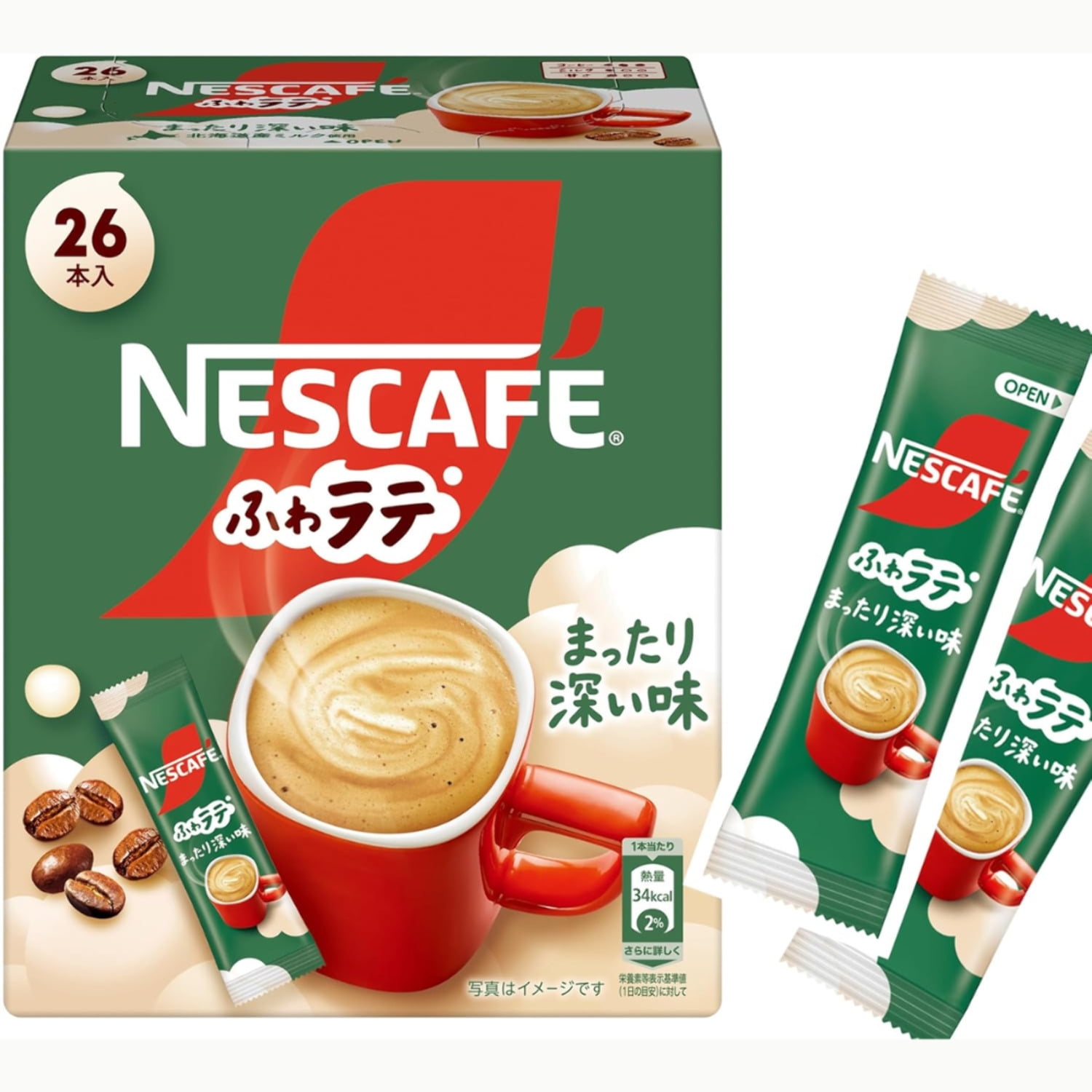 Nescafé Fuwarate Deep Rich Café Latte 26 Sticks Instant Coffee – Made ...