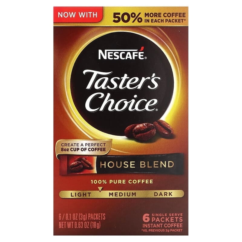 Nescaf, Taster's Choice, Instant Coffee, House Blend, Light/Medium, 6 ...