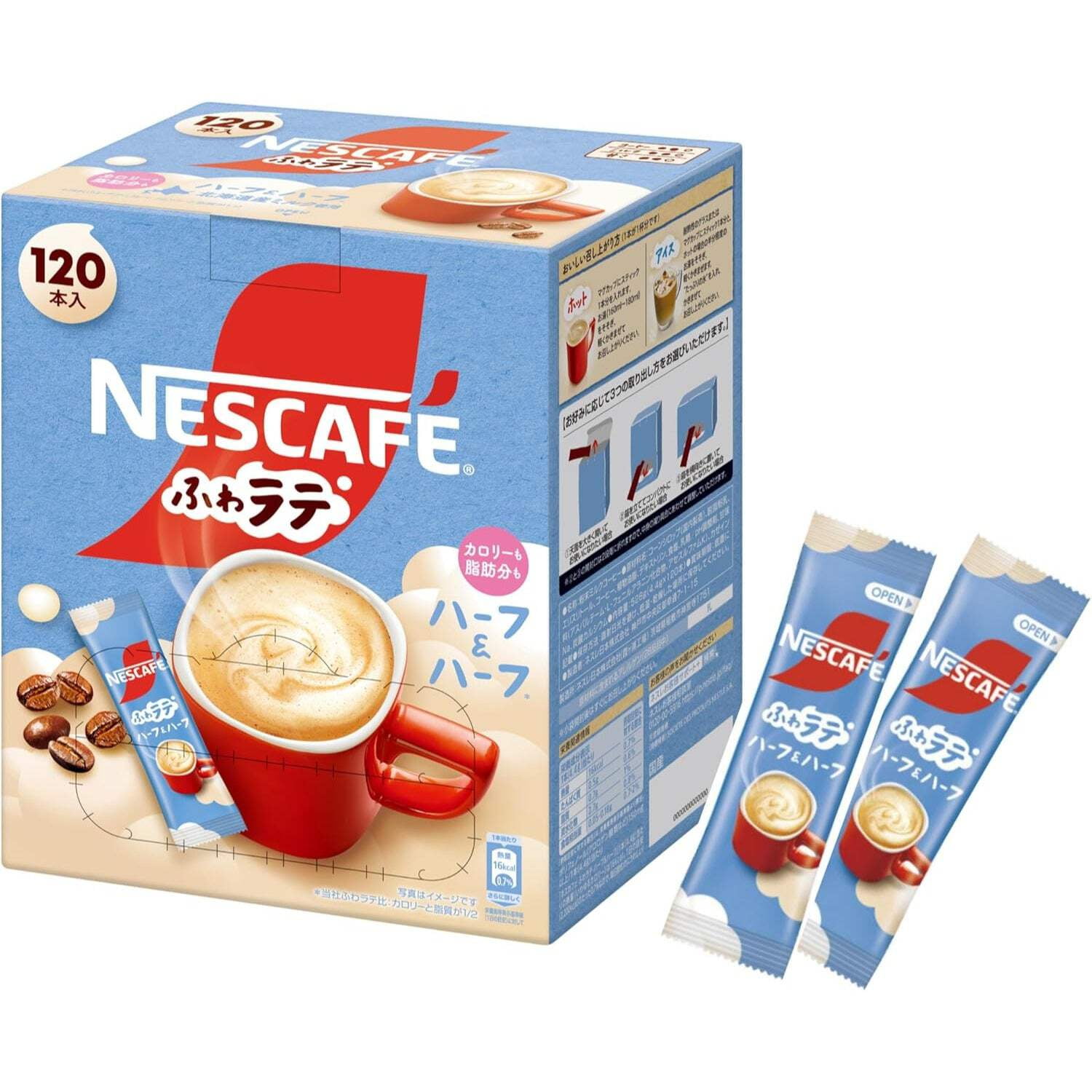 Nescafe EXCELLA Fuwa Latte Half Half Instant Stick Coffee 120 Sticks ...