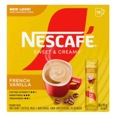 Nescafe Instant Coffee Mix Sweet & Creamy French Vanilla 18 x 19g ...