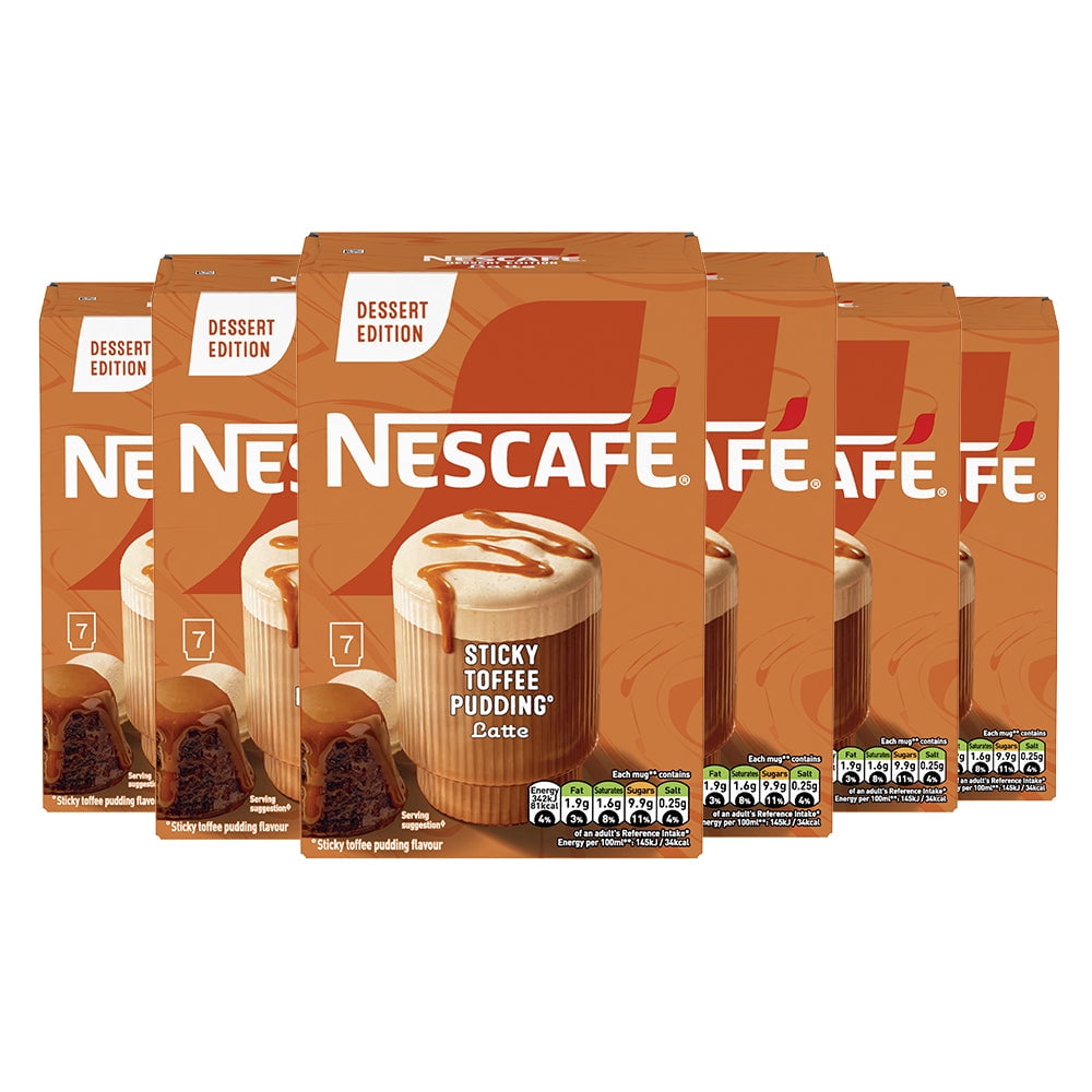 Nescafe Sticky Toffe Latte Instant Coffee Sachets x7 (Pack of 6, Total ...