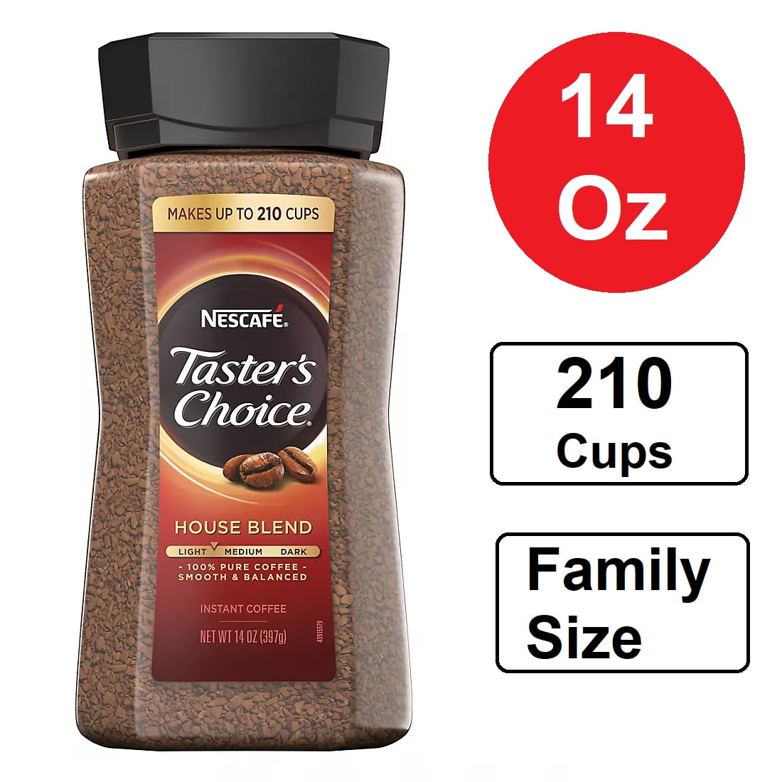 Nescafe Taster's Choice House Blend, Light Medium Roast Instant Coffee ...