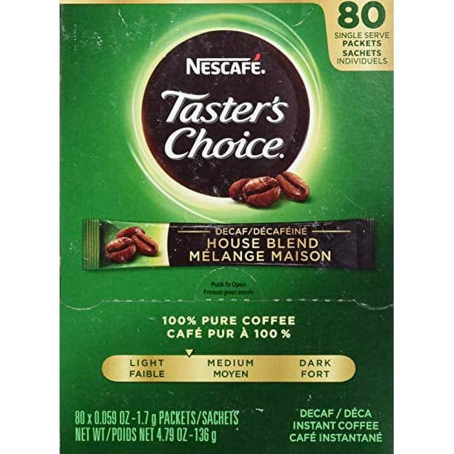 Nescafe Taster's Choice Instant Coffee, Decaffeinated, 80 Count Single ...