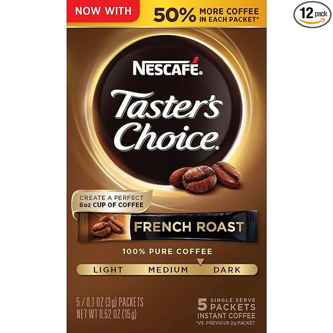Nescafe Taster's Choice Instant Coffee, French Roast 5 Count (Pack of ...
