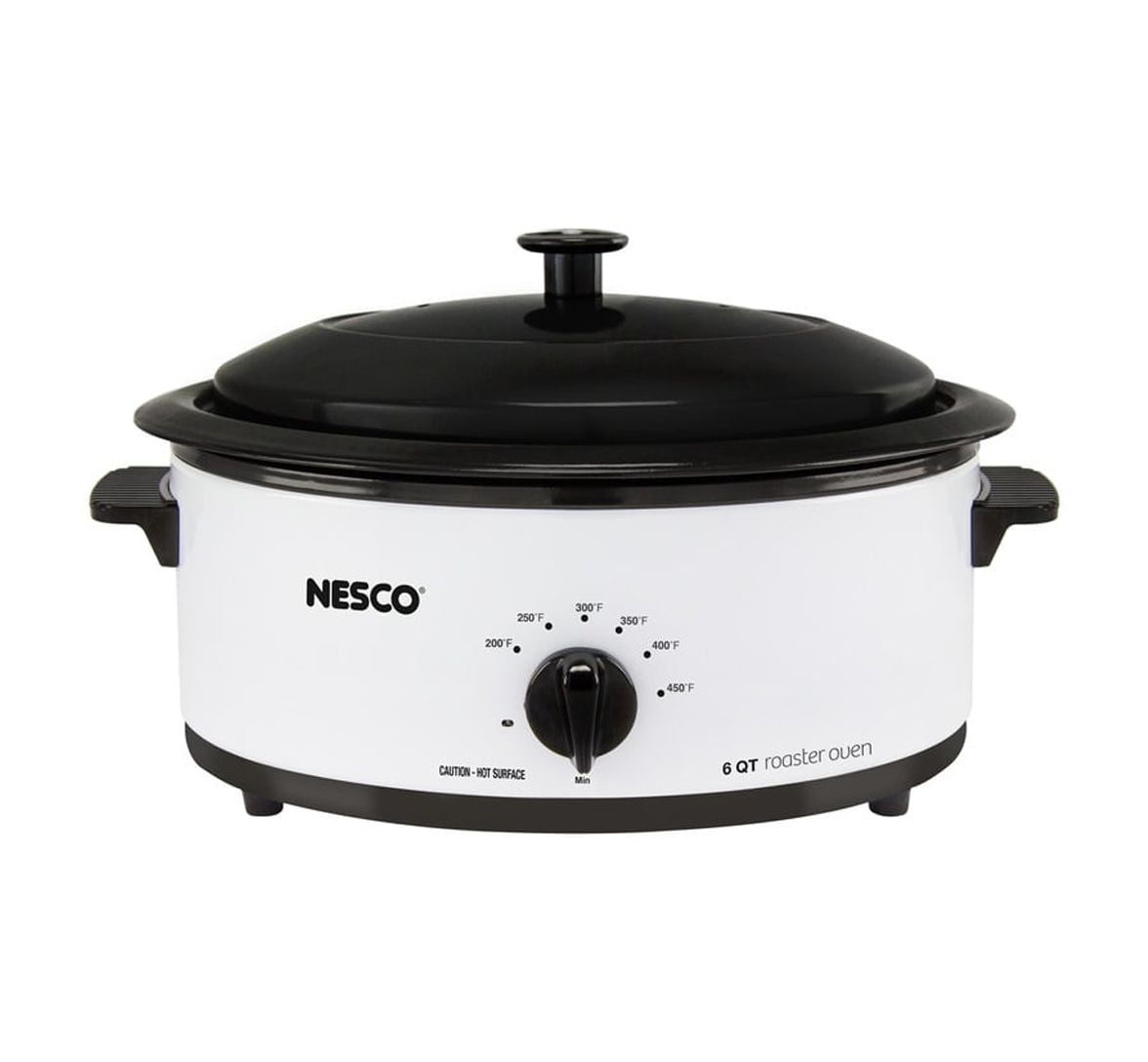 NESCO 6 Qt. Roasting Pot with Porcelain Cook Well and Rack, Model 4816 ...