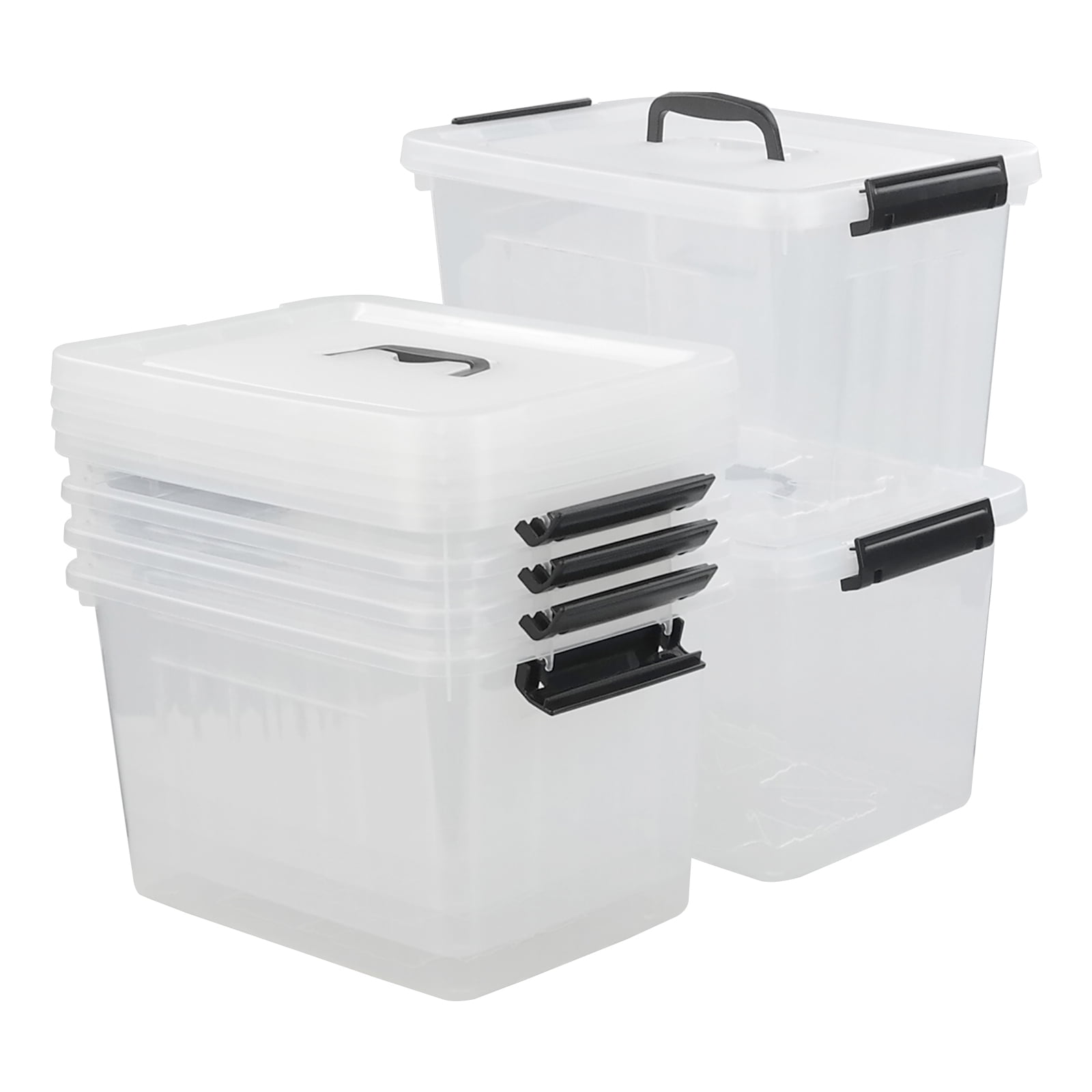 Nesmilers 12 L Plastic Storage Bins with Lids, 6 Pack Clear Latch Totes ...