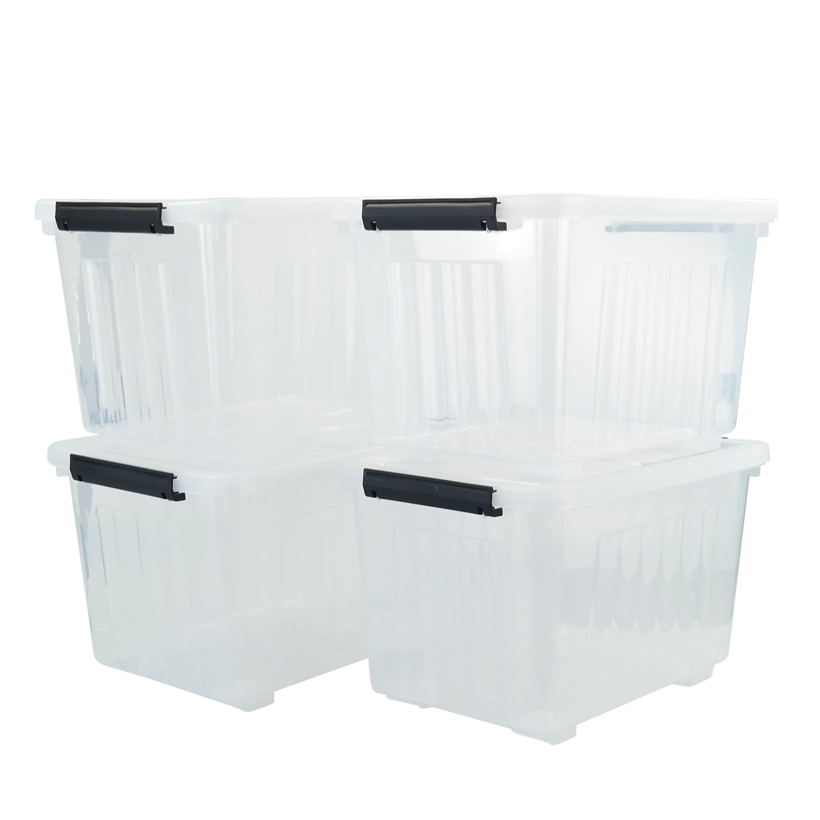Nesmilers 50 Quart Plastic Storage Bins with Latching Lids, 4 Pack ...