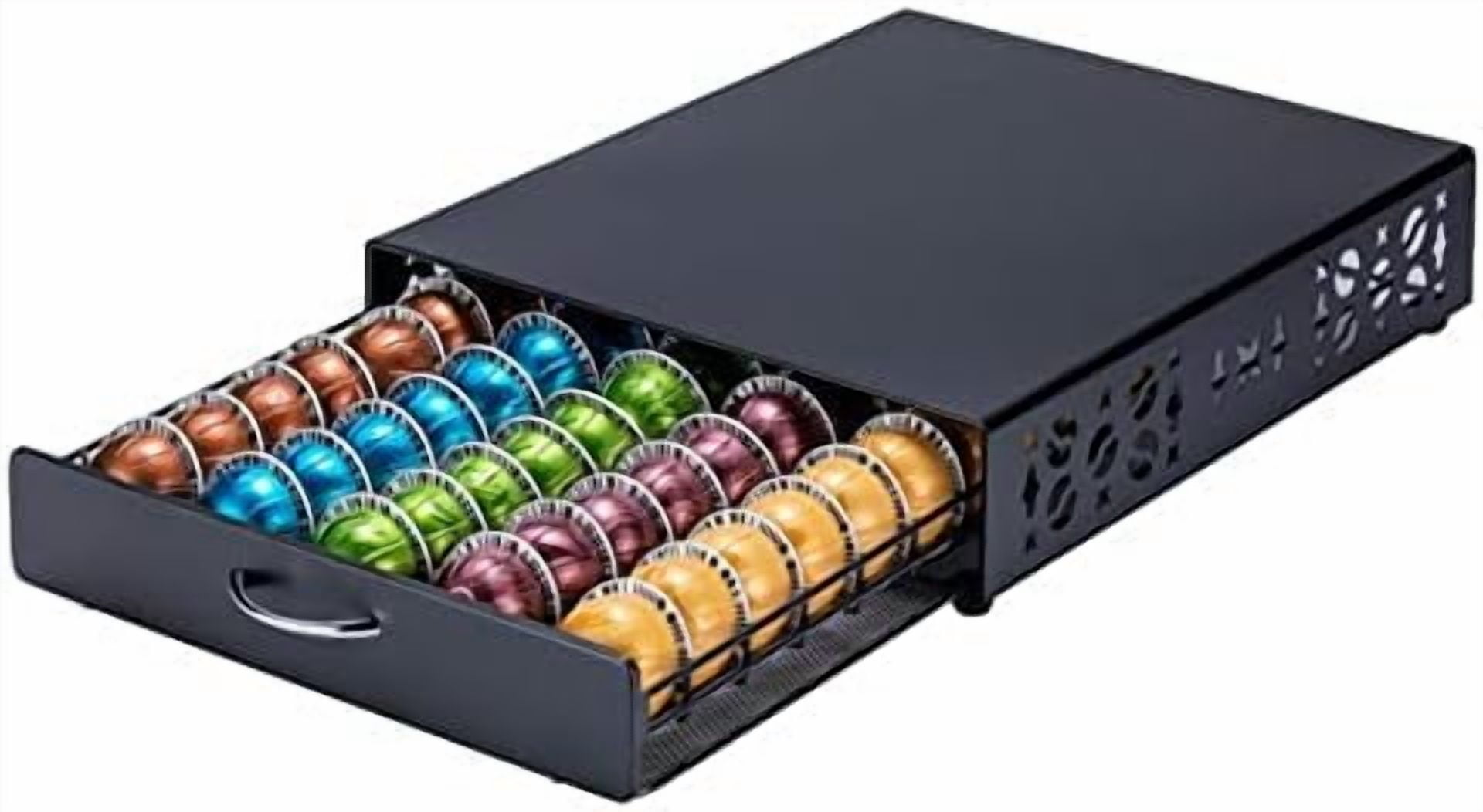 Nespresso Pod Holder Vertuo pod Storage Drawer Black Metal Coffee Pod ...