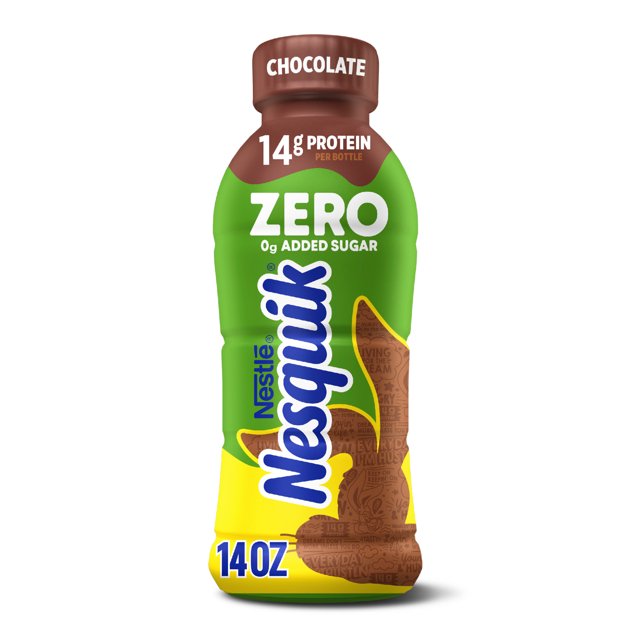 Nesquik Chocolate Milk, Zero Added Sugar, Ready to Drink Low-fat Milk ...