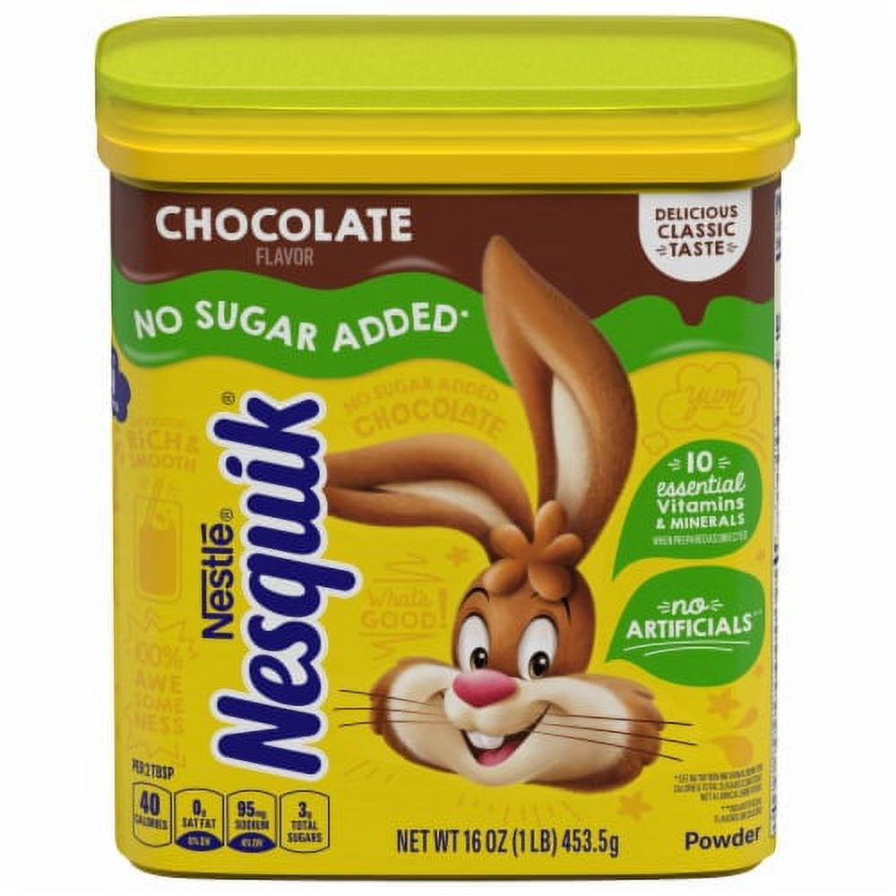 Nesquik No Sugar Added Chocolate Powdered Milk Mix, 41 Servings ...