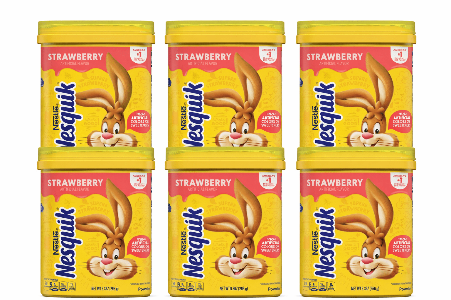 Nesquik Strawberry Powder Drink Mix 9.38 oz, 6 Count Strawberry Flavor ...