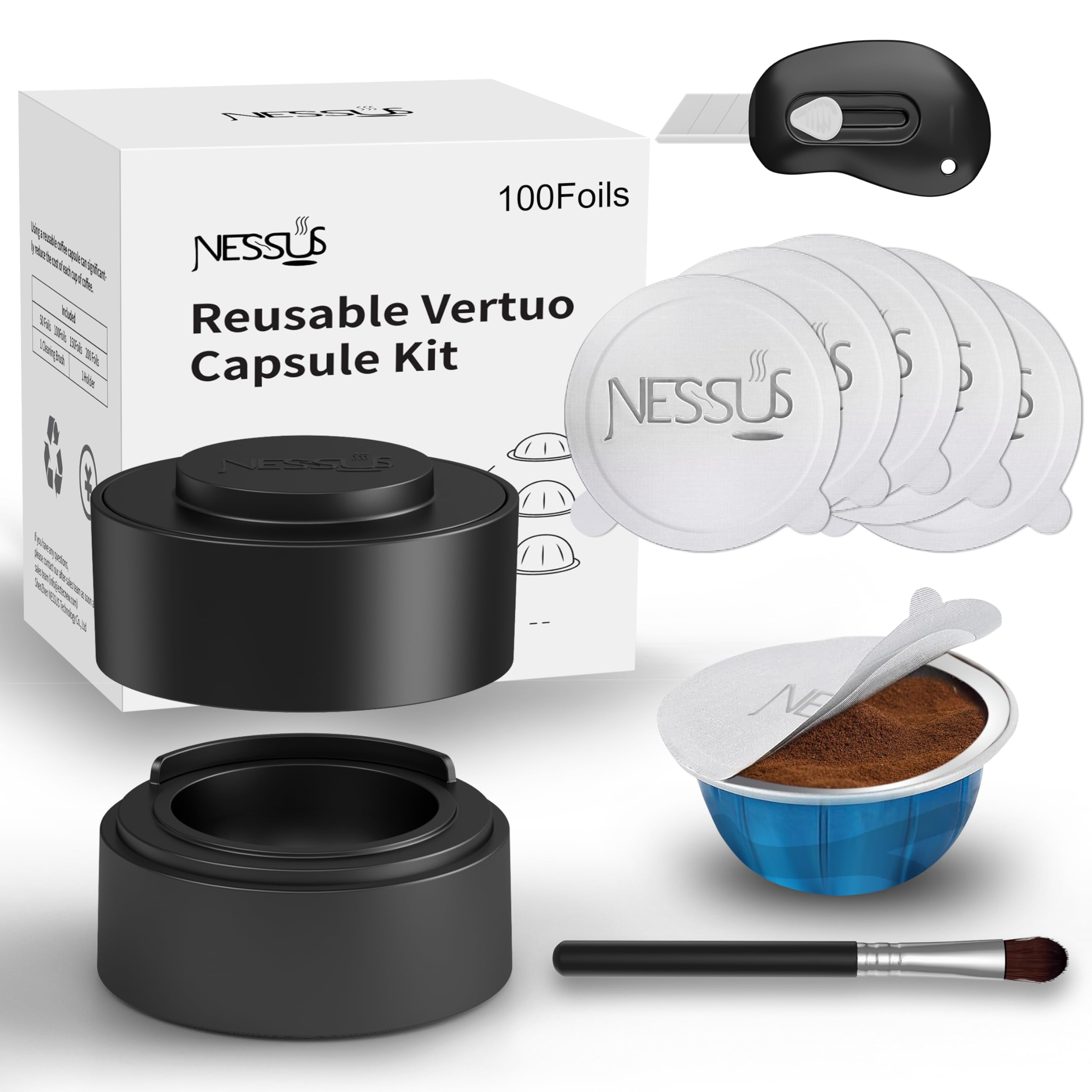 Nessus Reusable Kit for Nespresso Pods Vertuo, Reuse Old Coffee Pods ...