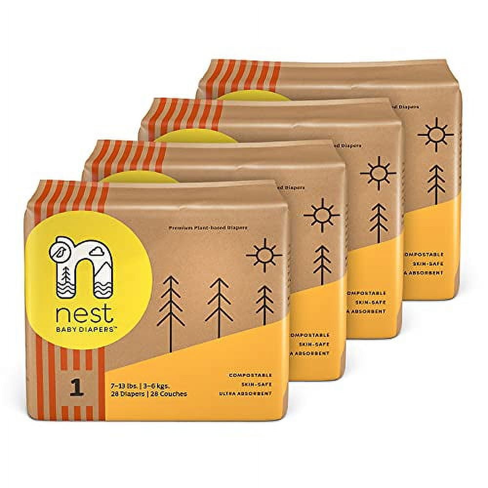 Nest Eco Baby Diapers, Size 1 (7-13 lbs), 112 Count - Hypoallergenic ...