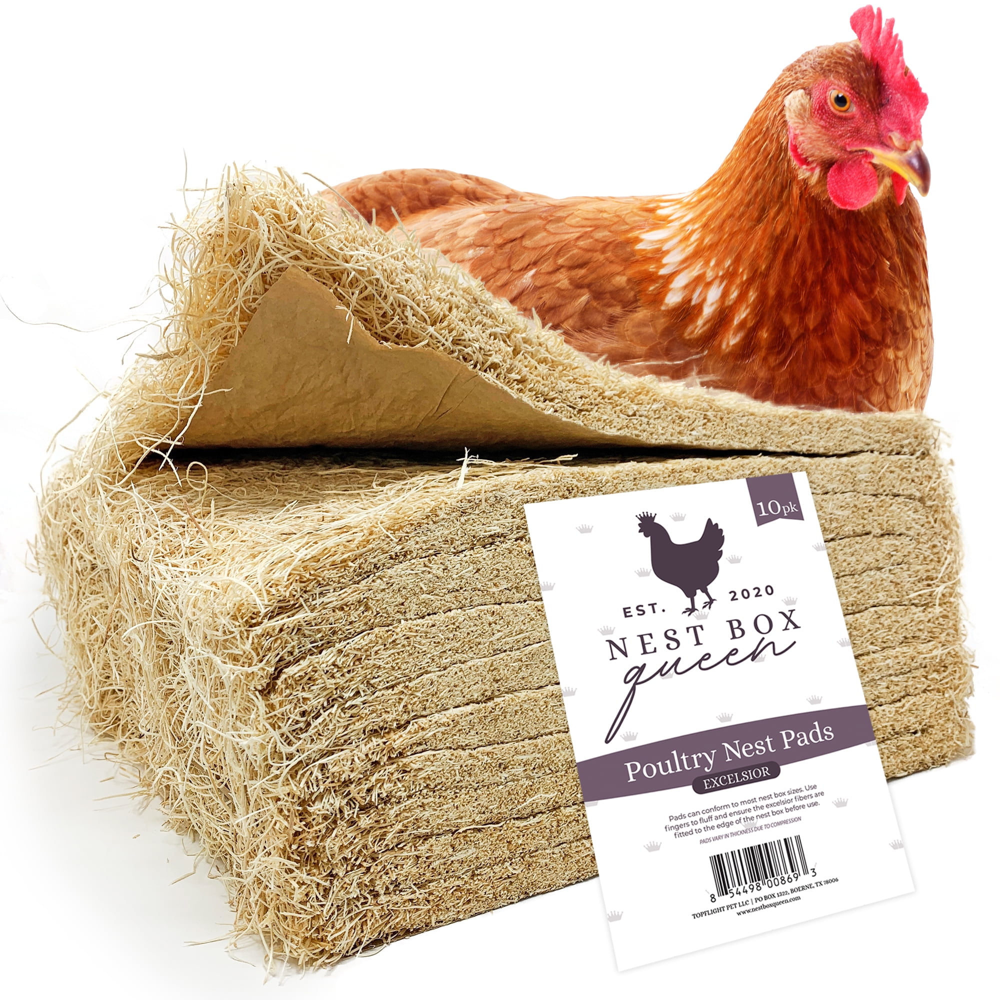 Nest Box Queen Aspen Excelsior Nest Box Pads for Chicken Coops - 10 ...