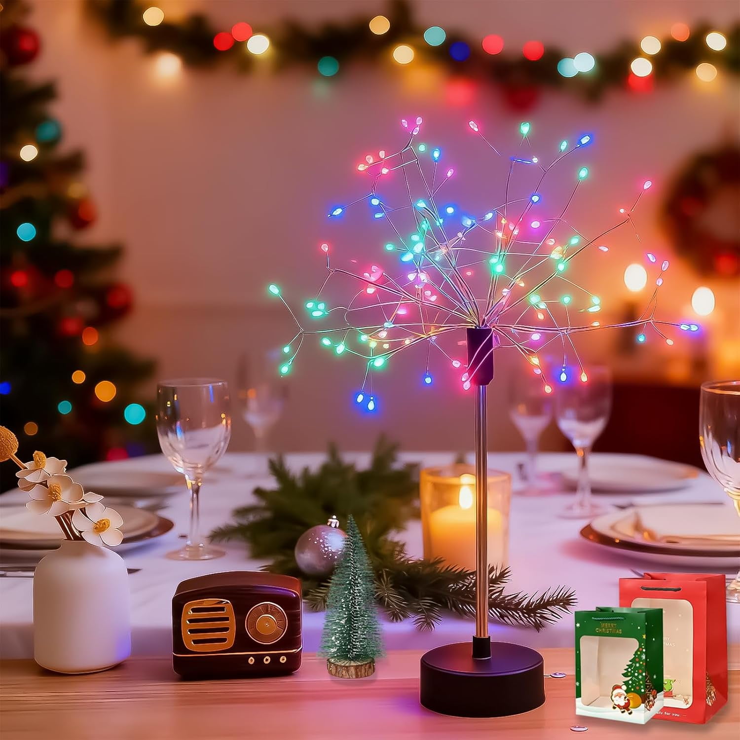 Nest and Flowers Table Lights Fireworks,Mini Table Dandelion Silve ...