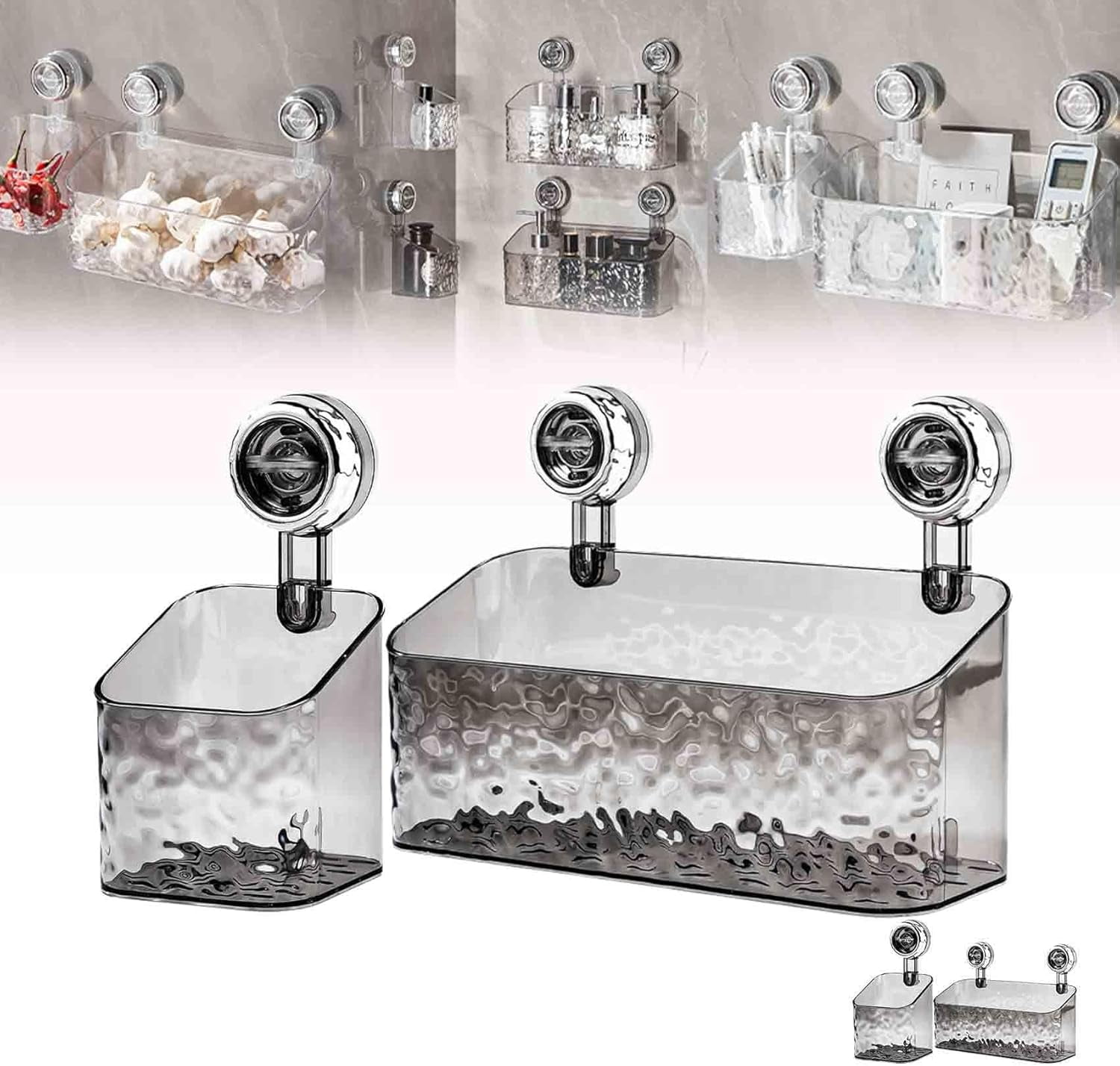 Nest Grip Shelf for Bathroom, No-Drill Bathrooms Suction Storage Box ...