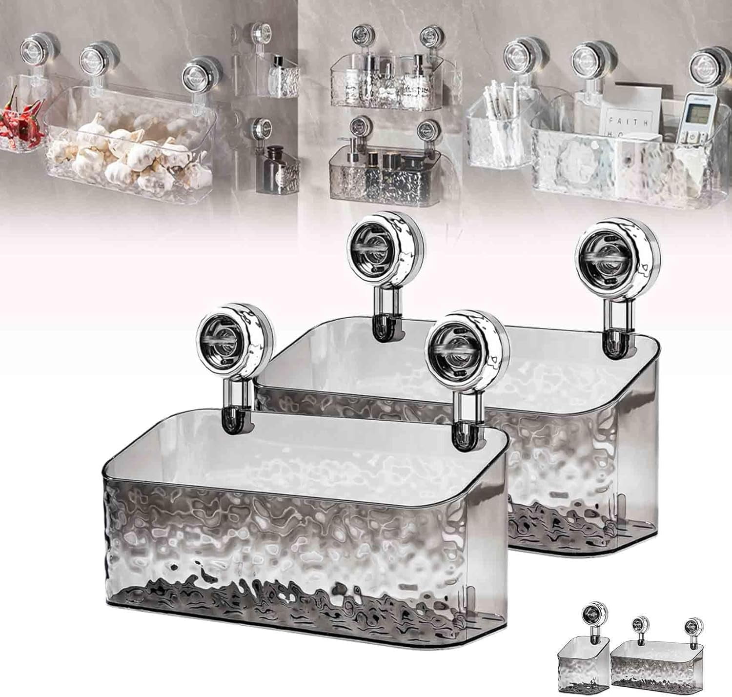 Nest Grip Shelf for Bathroom, No-Drill Bathrooms Suction Storage Box ...