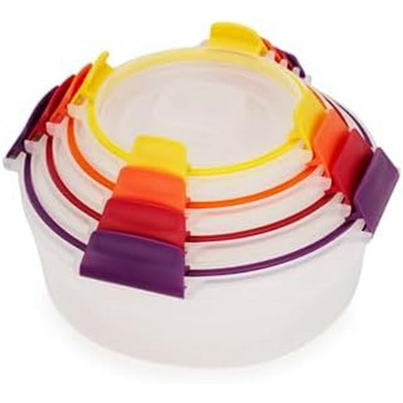 Nest Lock 8-piece Plastic BPA Free Round Food Storage Container Set ...