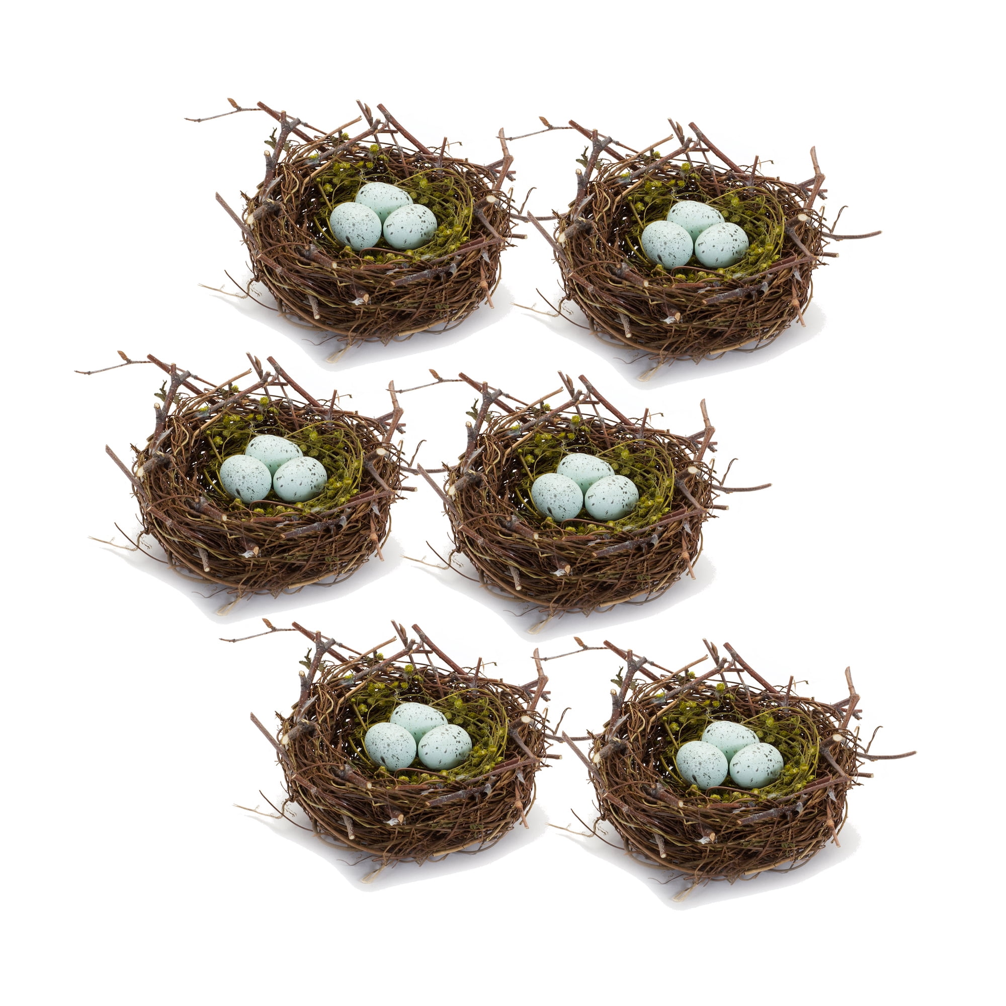 Nest with Eggs (Set of 6) 6.5"D x 3"H Natural/Foam - Walmart.com