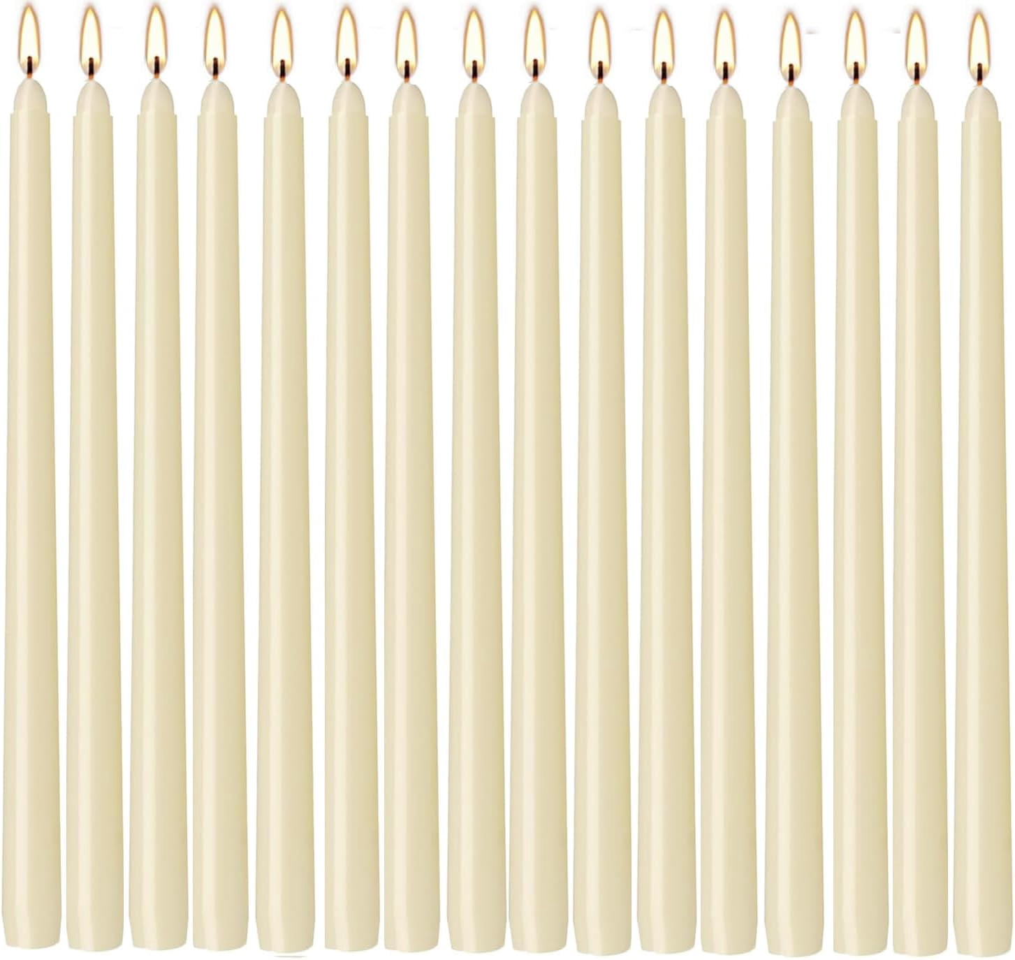 NestE - 16 Pack Ivory Taper Candles, 7-8 Hours Burn Time, Unscented ...