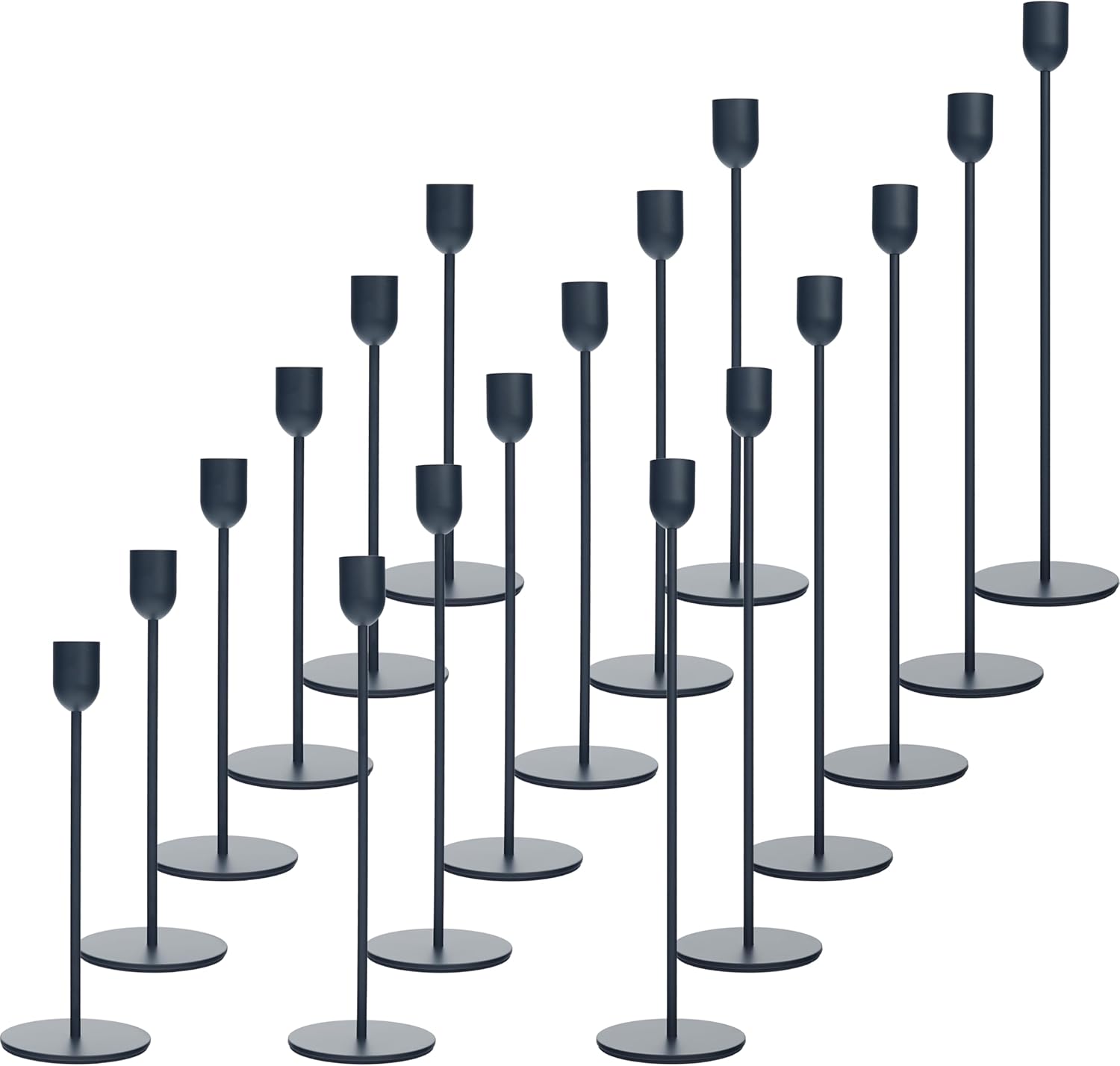 NestE 18 PCE Black Candle Holders Set, Vintage Taper & Pillar Candle ...