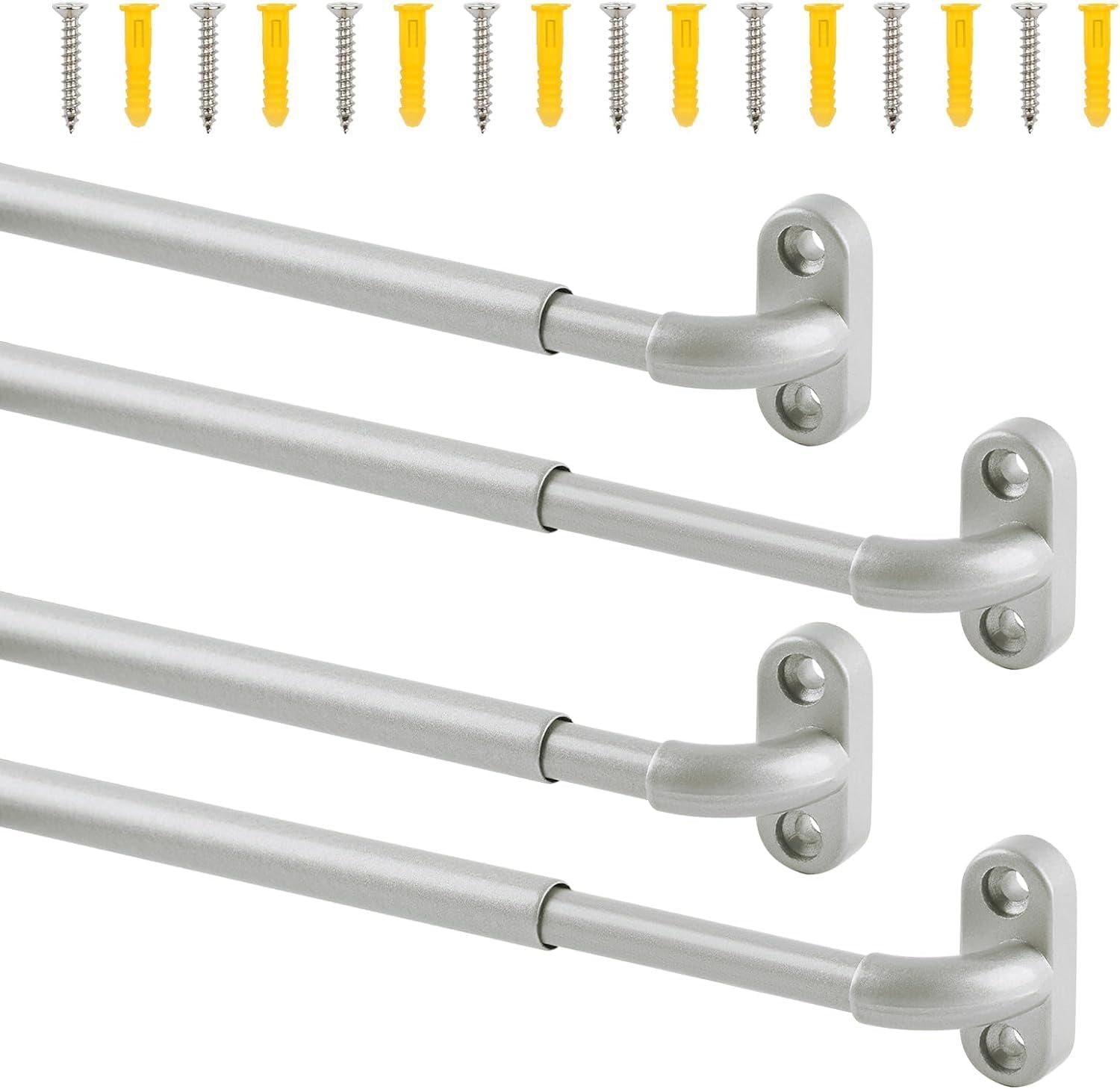 NestE - 4 Pack Screwed Sash Curtain Rod Adjustable 12-18 Inch, 3/8 In ...