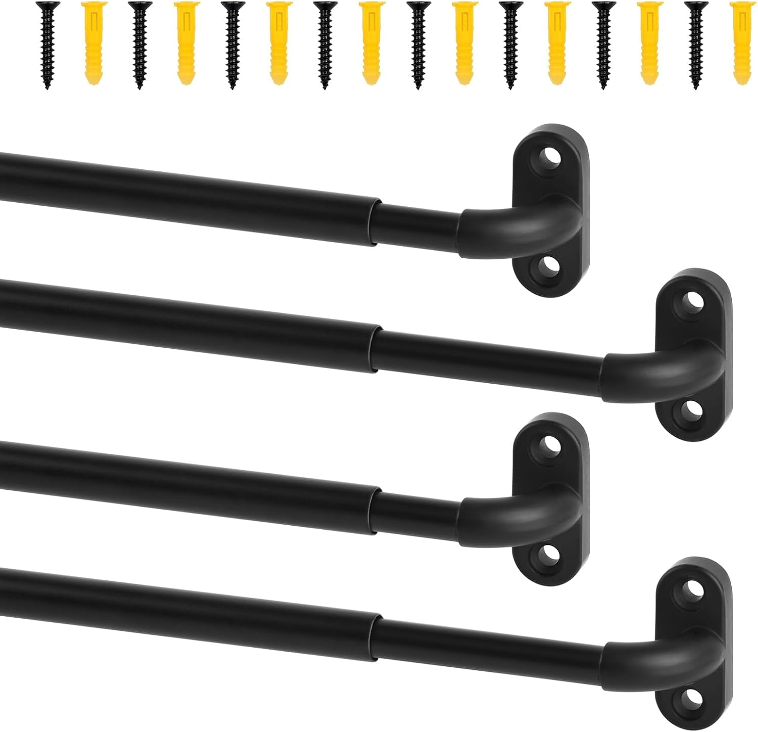 4 Pack Adjustable Screwed Sash Curtain Rods, 18-30 Inch, 3/8 Inch ...