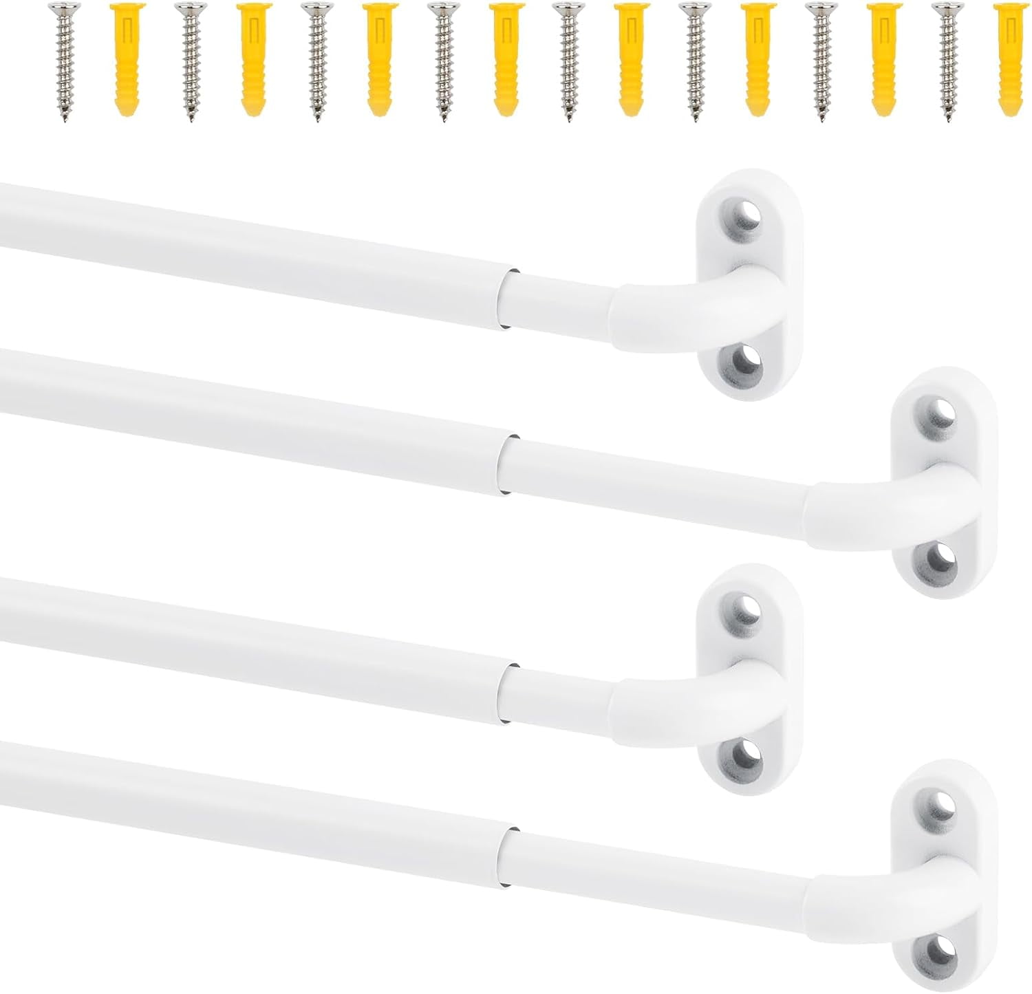 NestE - 4 Pack Screwed Sash Curtain Rod Adjustable 18-30 Inch, 3/8 In ...