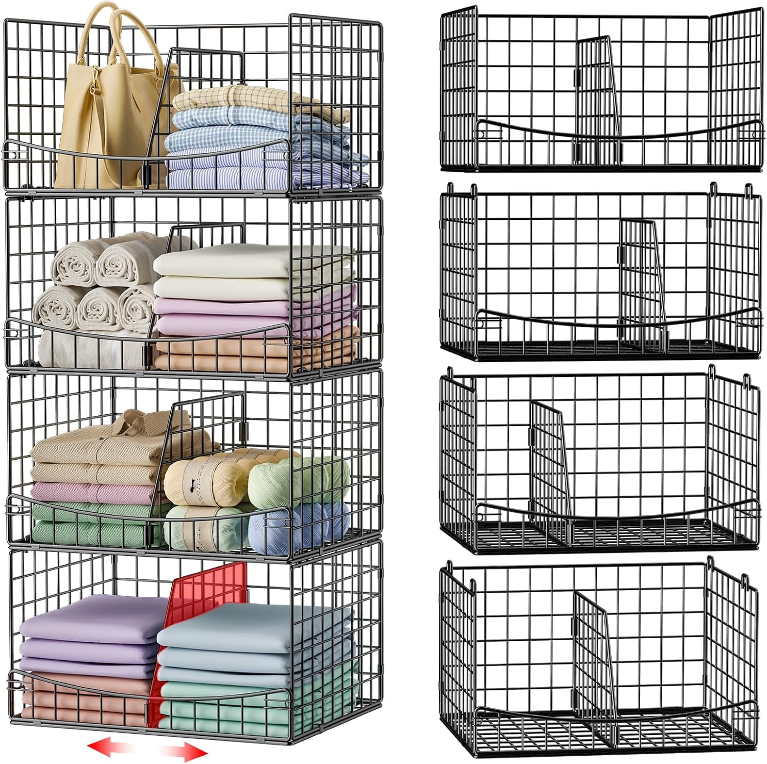 NestE 4-Tier Closet Organizers and Storage Shelves with Divider ...