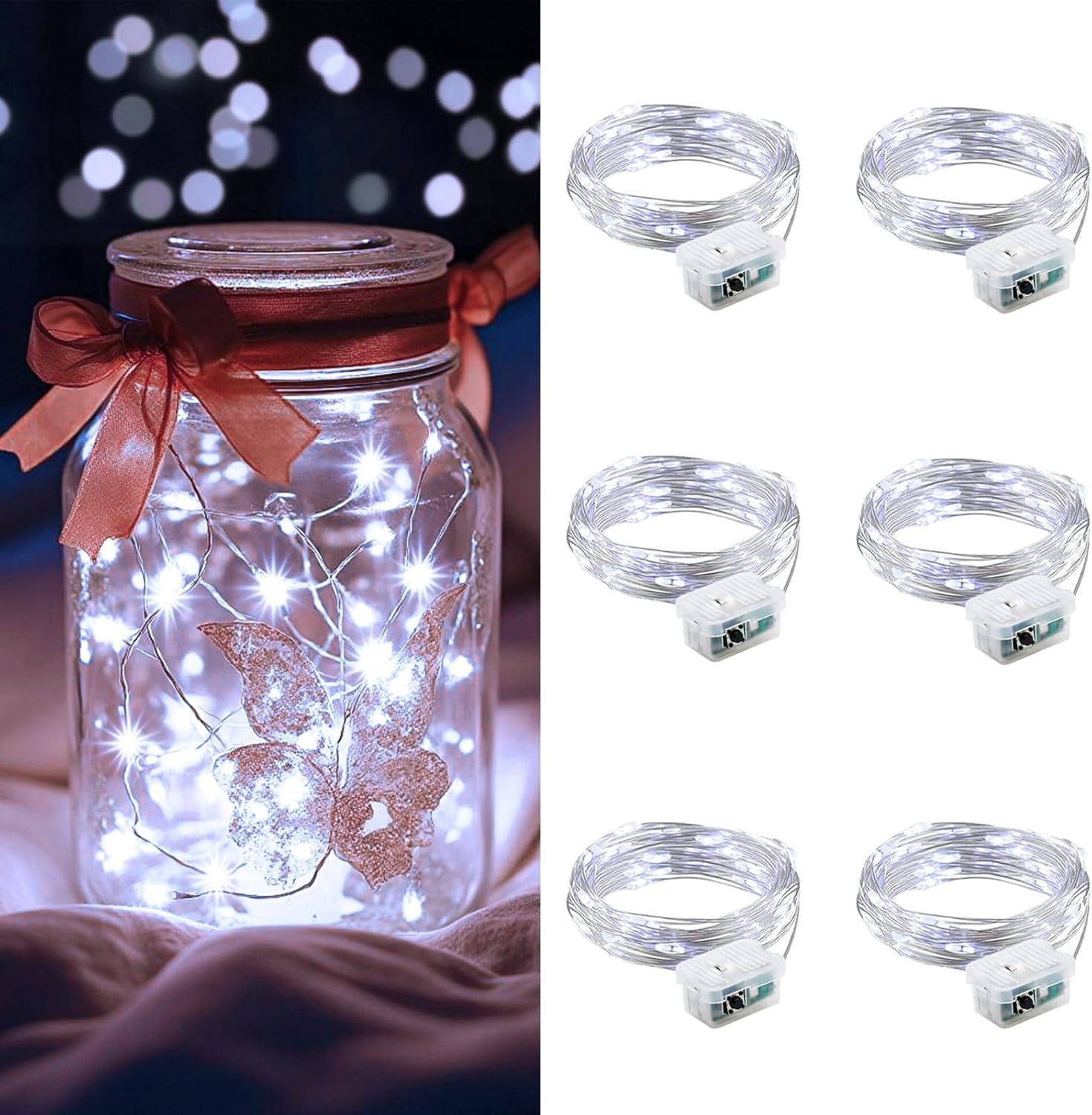 NestE 6 Pack LED Fairy Lights Battery Operated, Mini String Lights ...