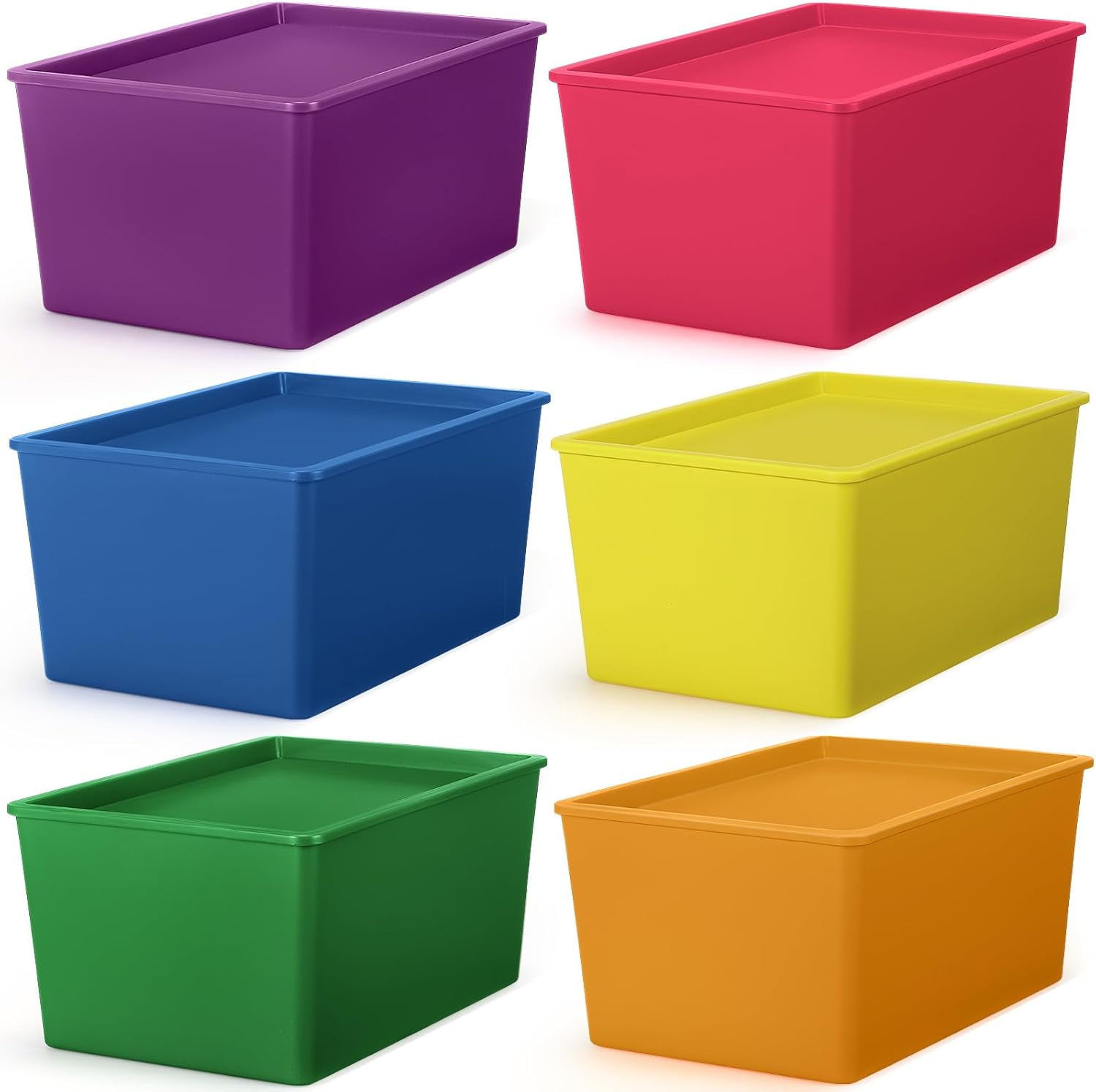NestE-6 Pcs Storage Bins with Lids Small Plastic Storage Containers ...