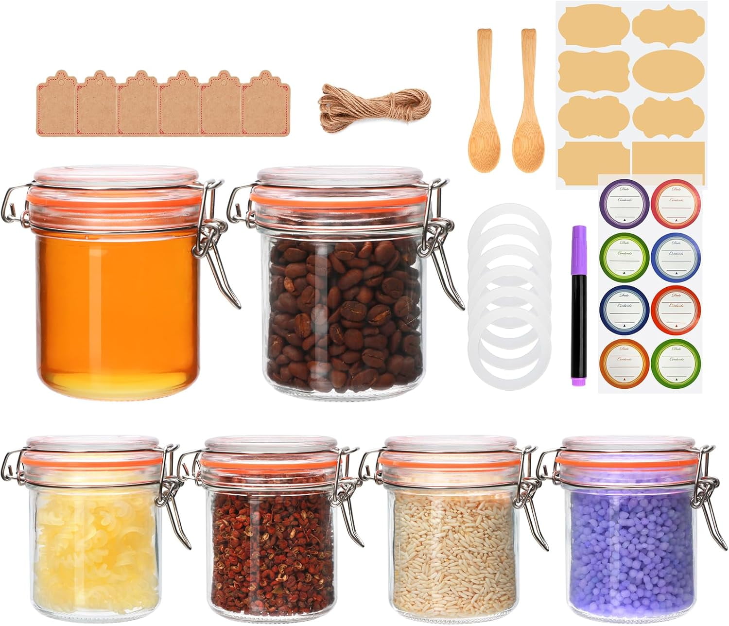 NestE 8 oz Small Airtight Glass Jars with Lids,Glass Food Storage ...