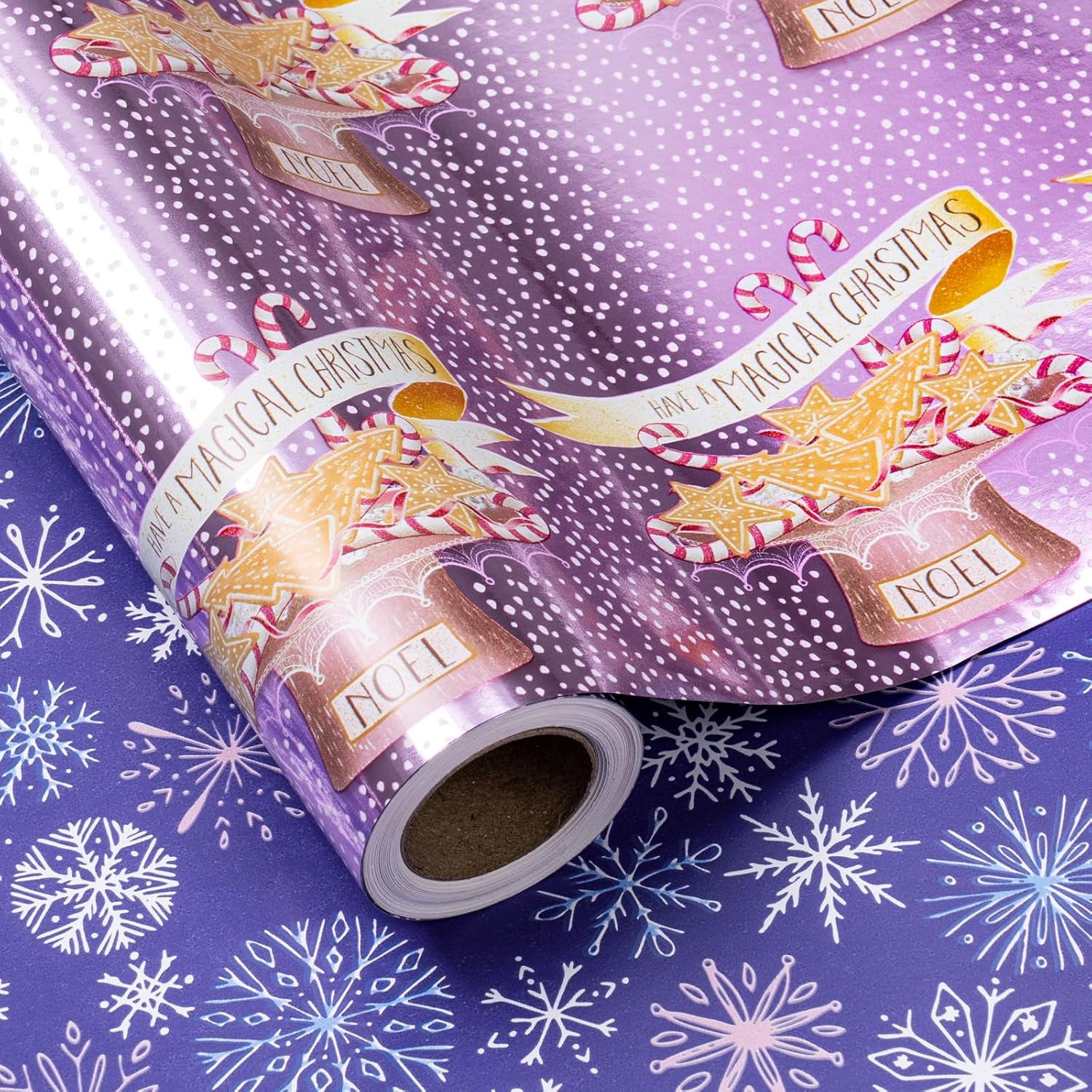 NestE-Christmas Purple Wrapping Paper Mini Roll, Have a Magical ...
