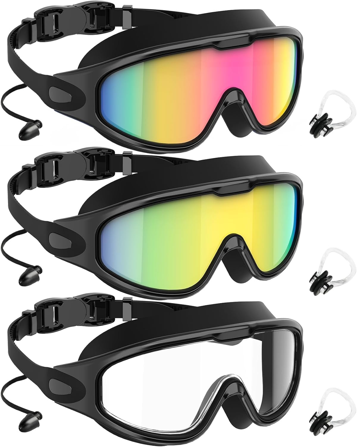 NestE Goggles Swimming Adult Swim-Goggles: Wide View with UV400 ...