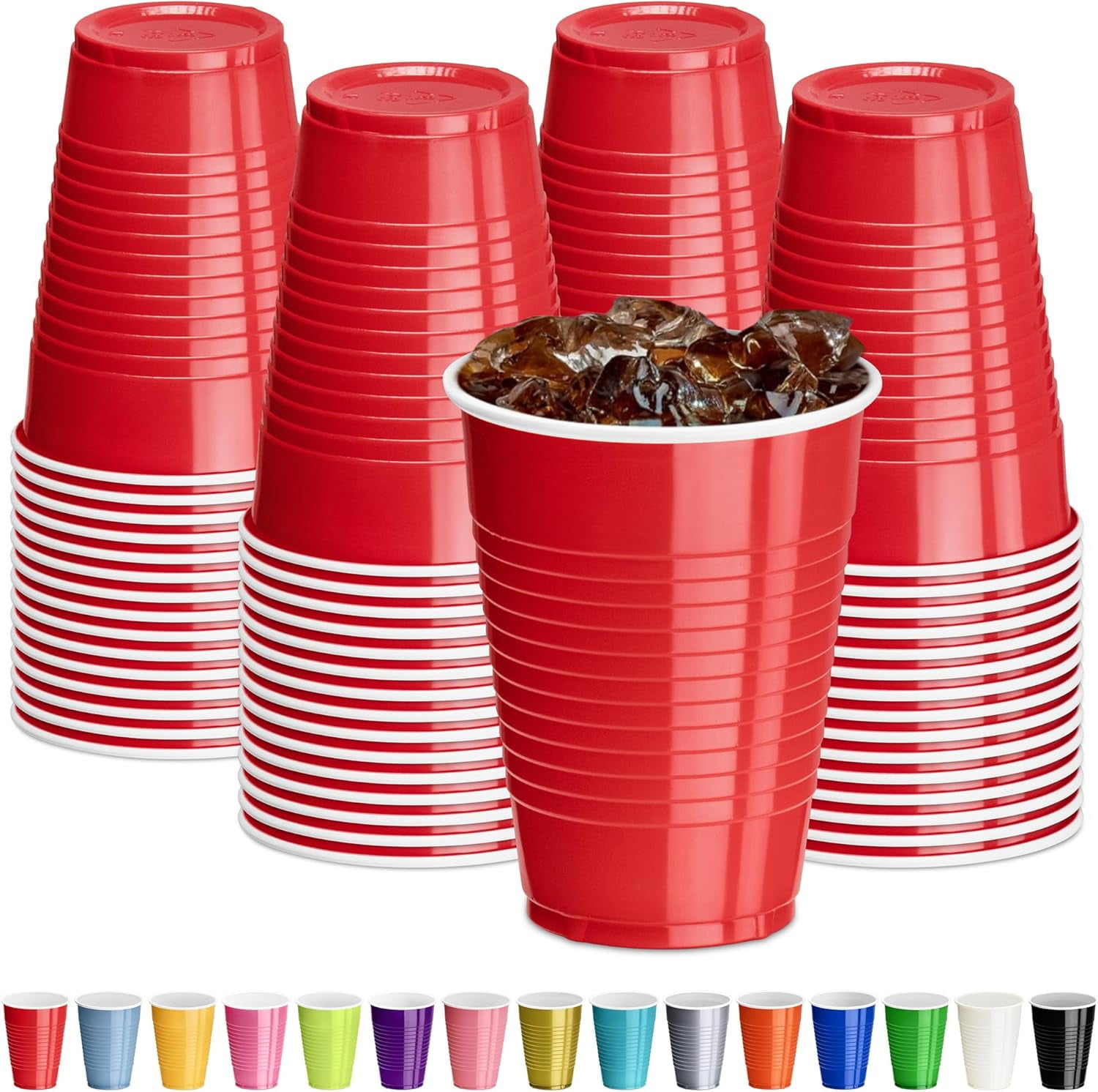 NestE-Red Plastic Cups, 12 oz Disposable Cups, Reusable Party Supplies (40 Count) - Walmart.com