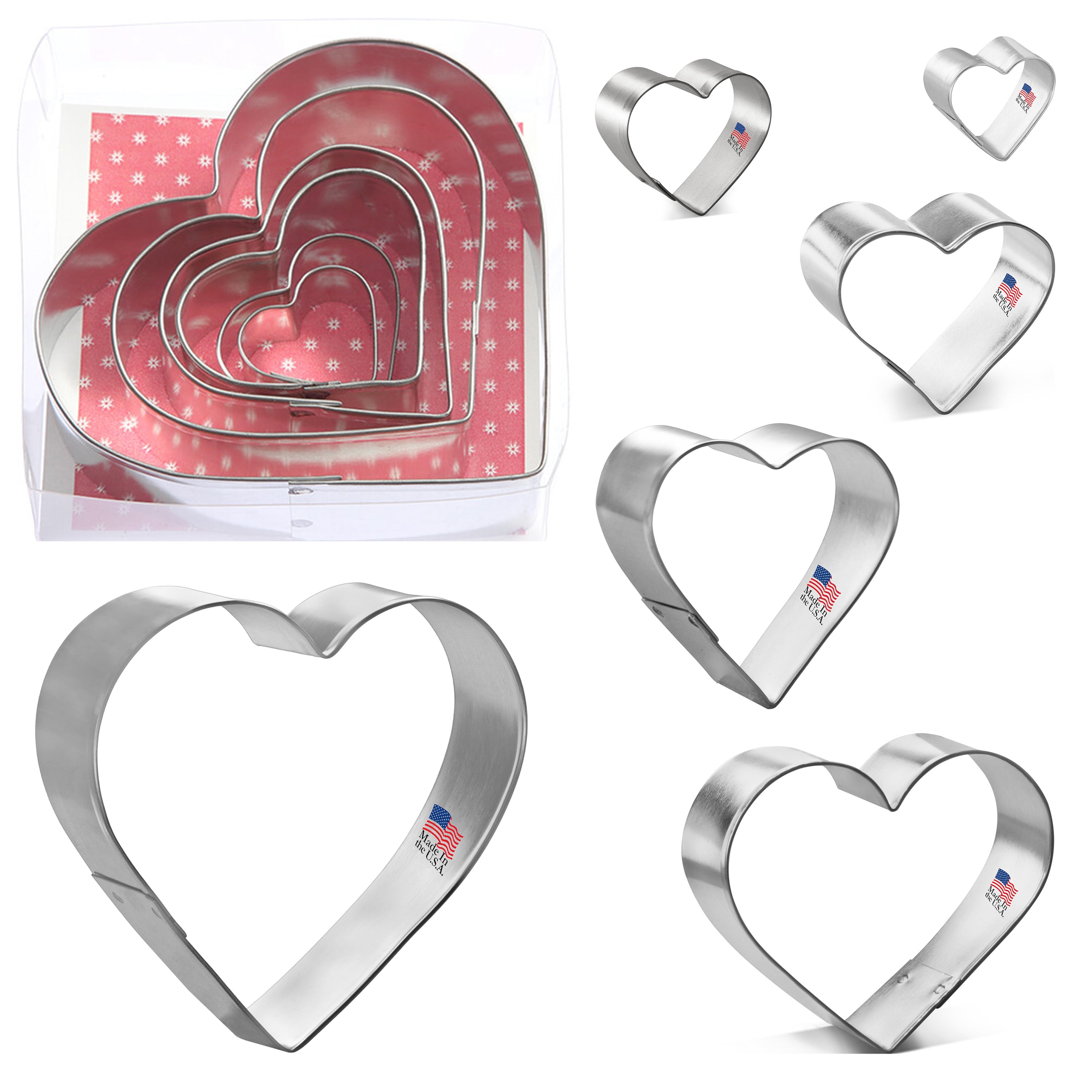 Nested Heart Cookie Cutter 6 Pc Set - Foose Cookie Cutters - US Tin ...