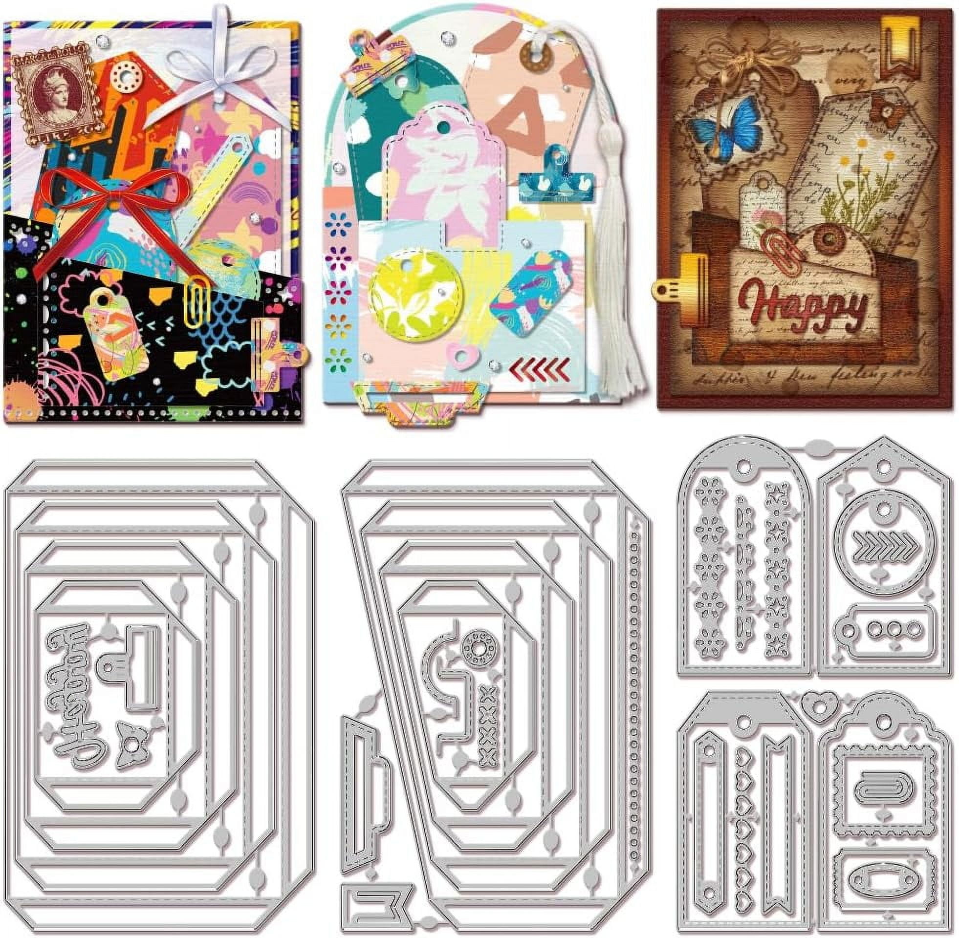 Nested Label Pocket Cutting Dies Rectangle Frame DIY Dies Retro Layered Bookmark Tags Metal ...