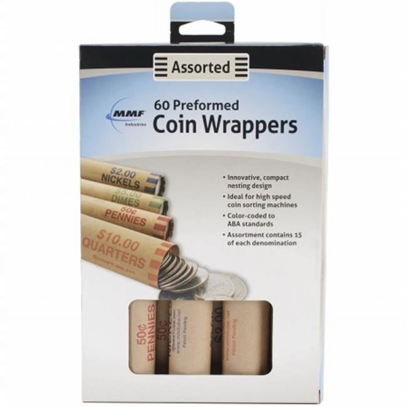 Nested Preformed Coin Wrappers 60/Pkg-Penny, Nickel, Dime & Quarter ...