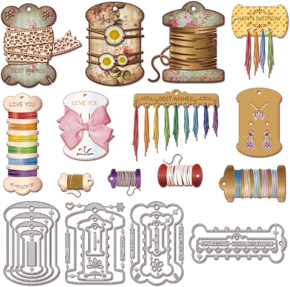 Nested Thread Spool Cutting Dies for Card Making Floss Bobbin Die Cuts Sewing Tool Cutting Dies ...